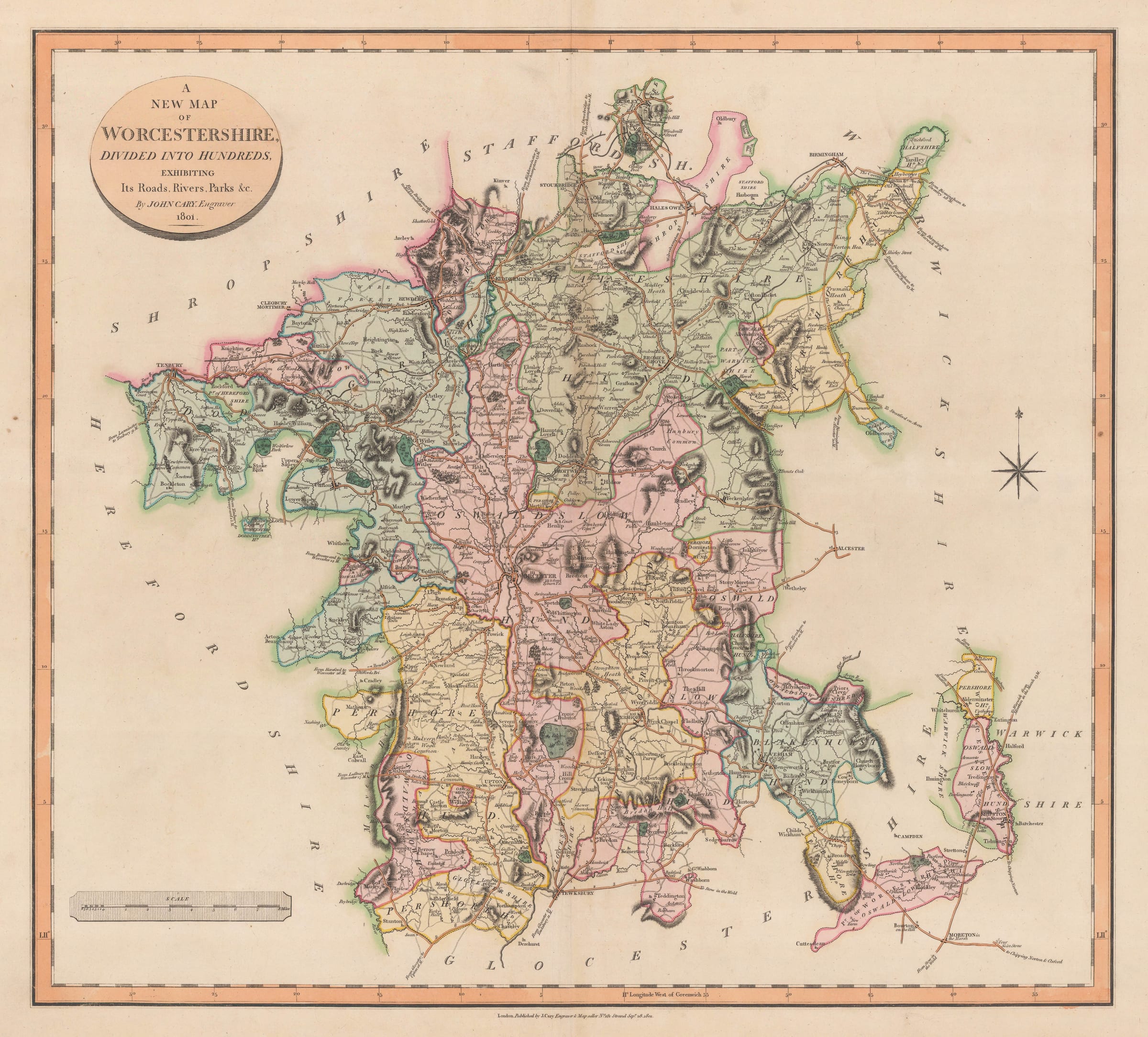John Cary, A New Map of Worcestershire, 1801 | The Map House