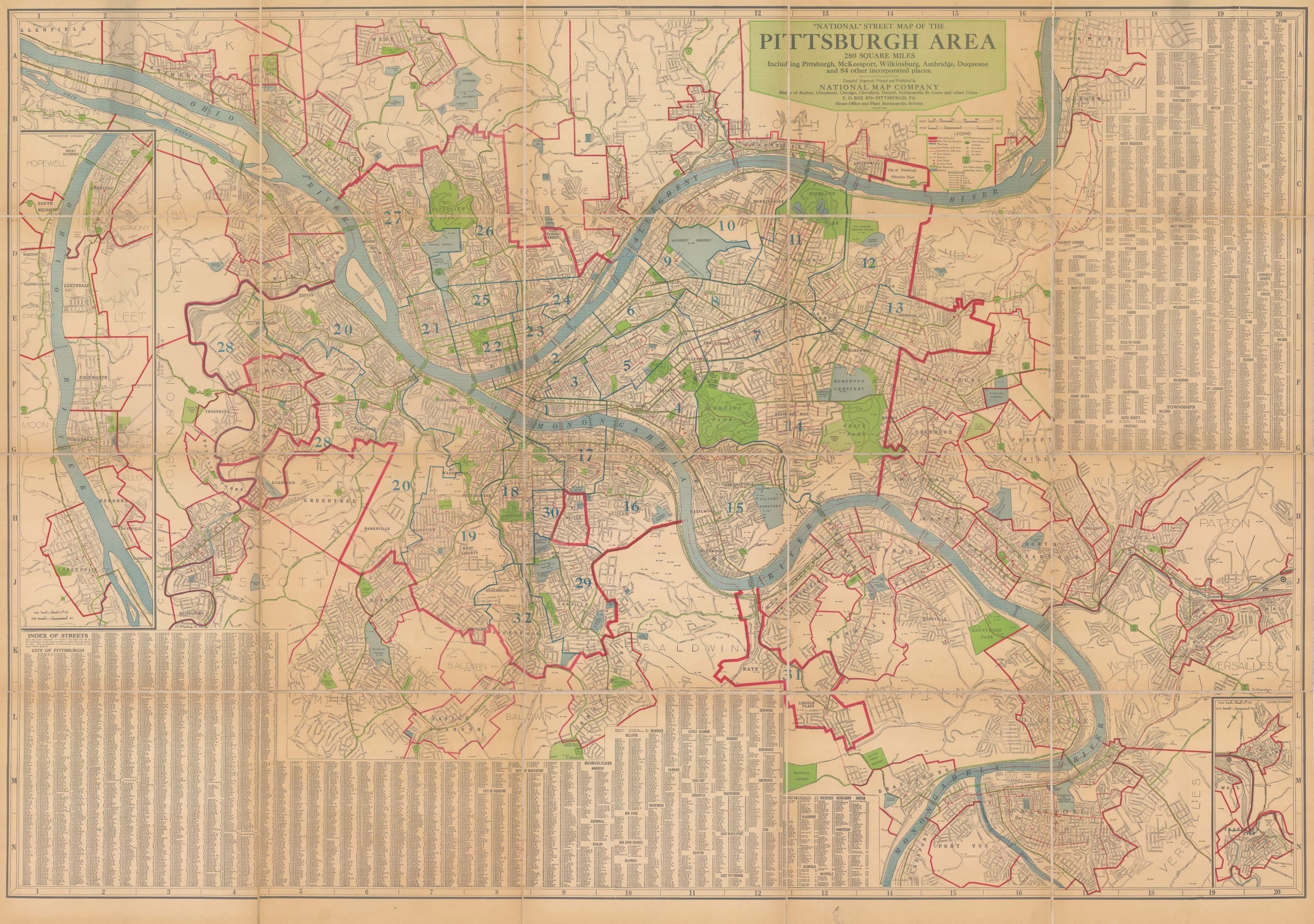 National Map Company, National Street Map of the Pittsburgh Area, 1930 ...