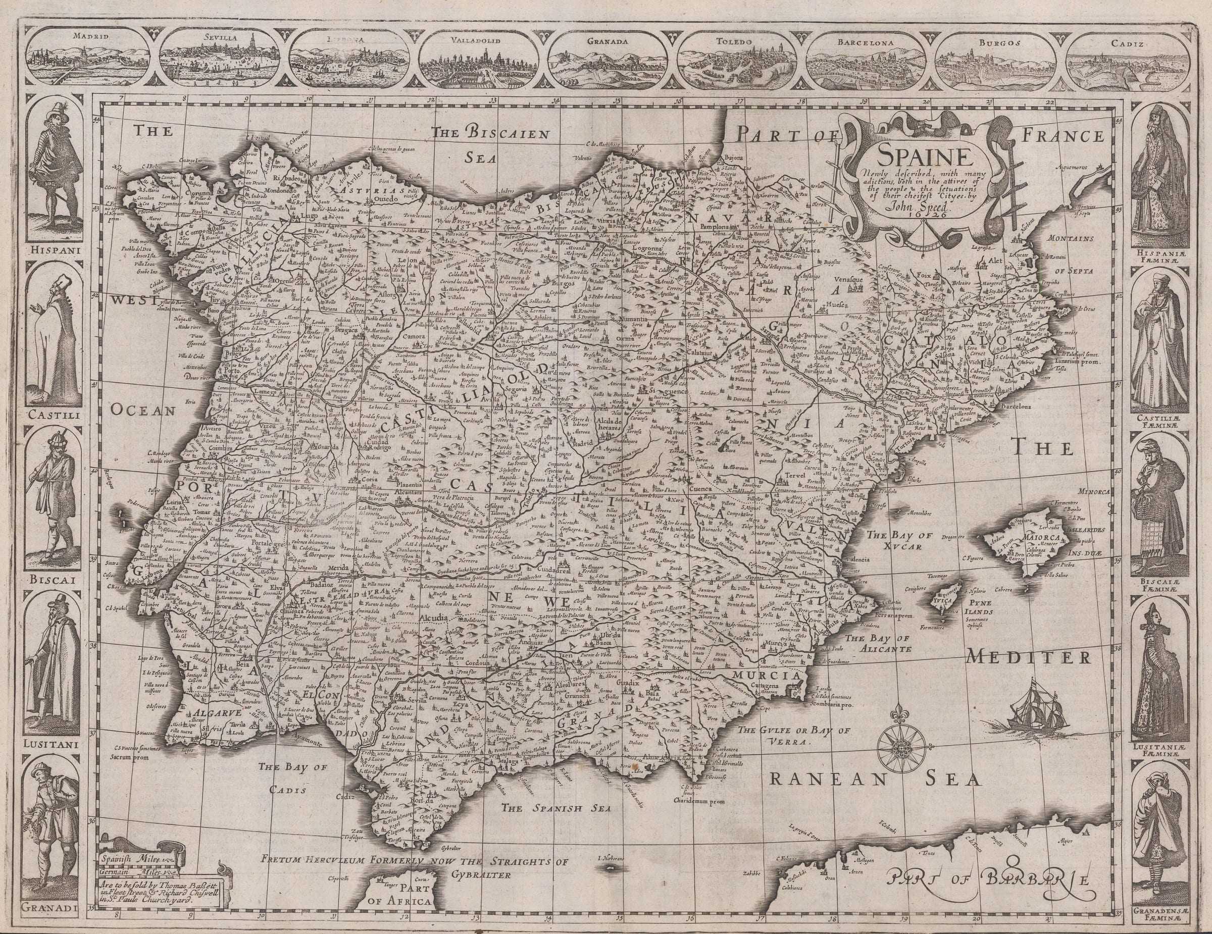 John Speed, Spain and Portugal, 1676 | The Map House