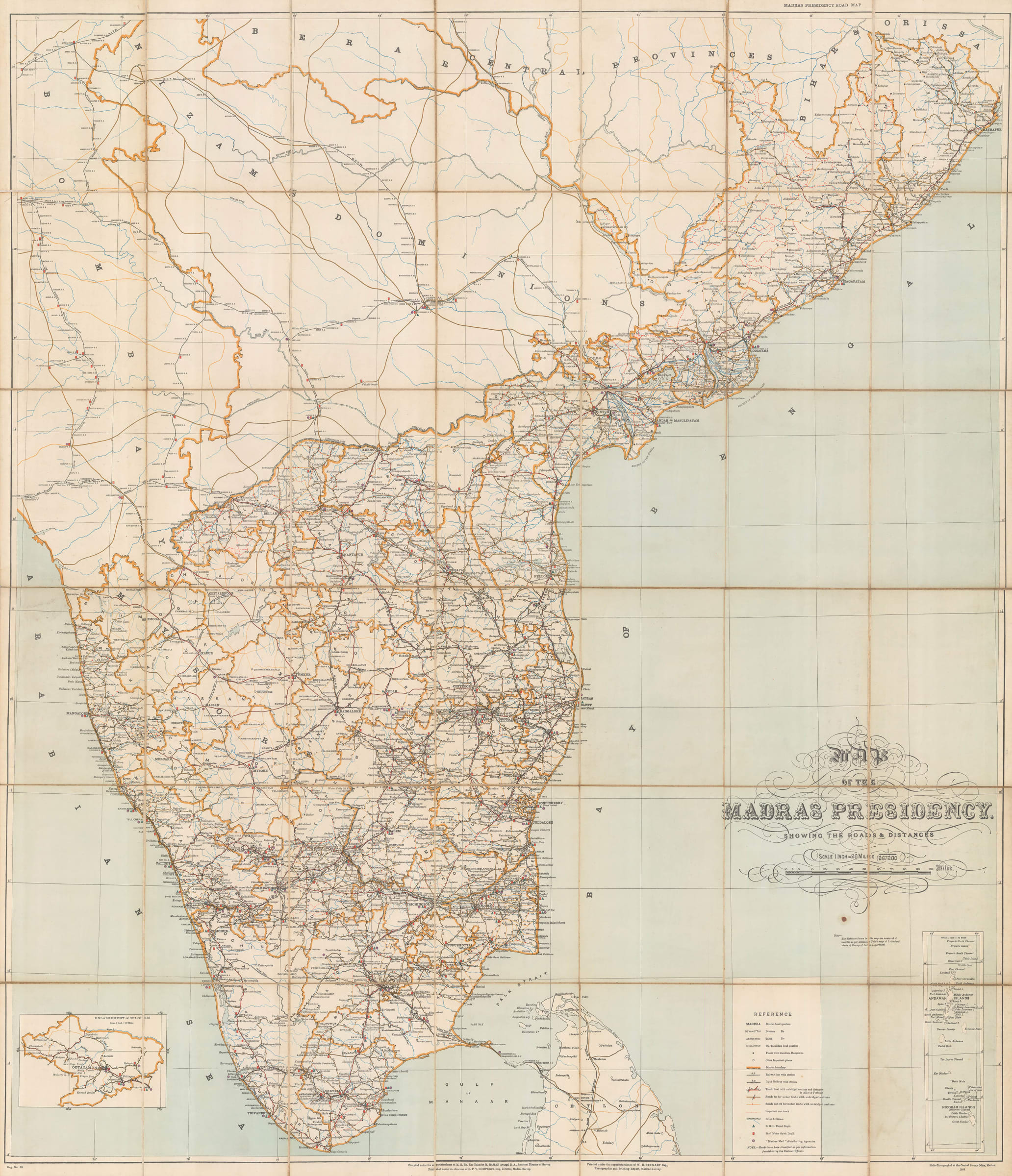 Madras Survey, Map of the Madras Presidency Showing the Roads ...