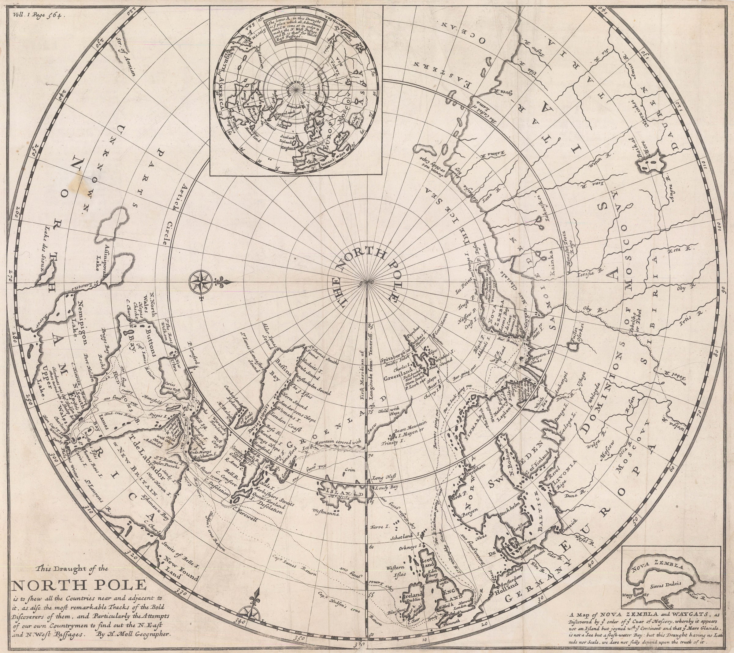 Herman Moll, This Draught of the North Pole is to shew all the ...