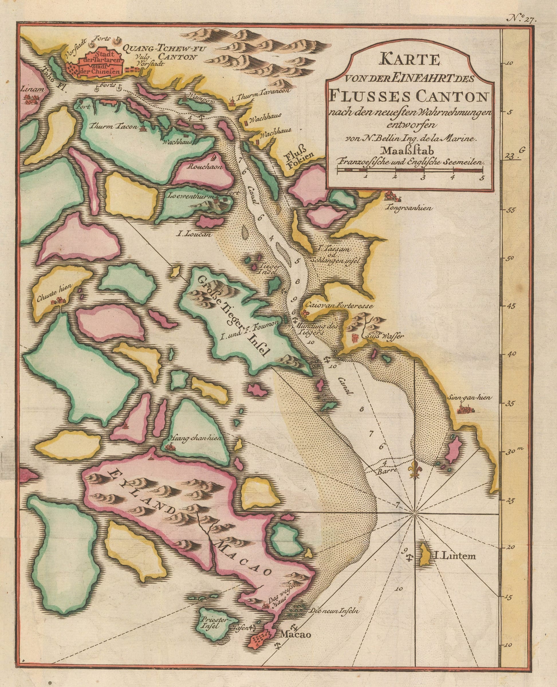 Jacques-Nicolas Bellin, Karte von der Einfahrt des Flusses Canton, 1760 ...