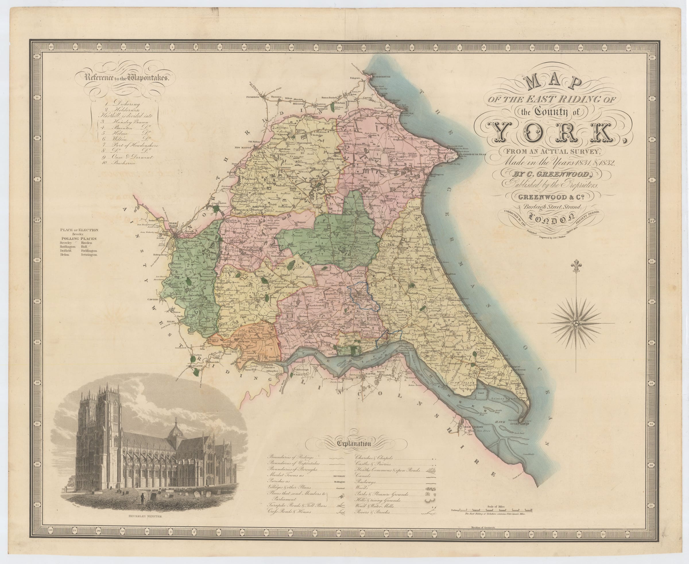 Christopher & John Greenwood, Map of the East Riding of the County of ...