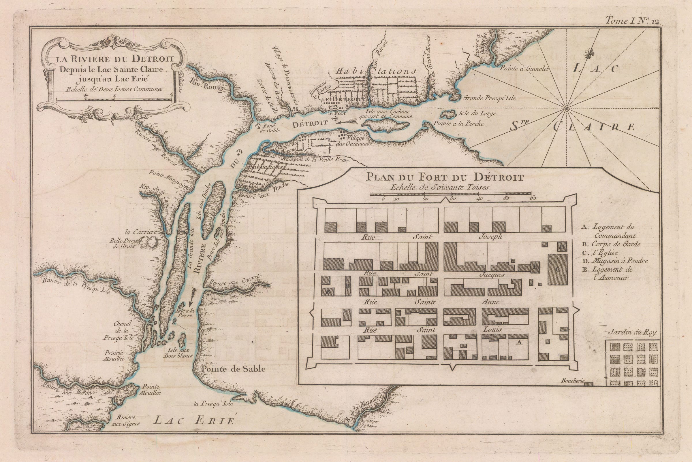 Jacques-Nicolas Bellin, The First Obtainable Map of Detroit, 1764 | The ...