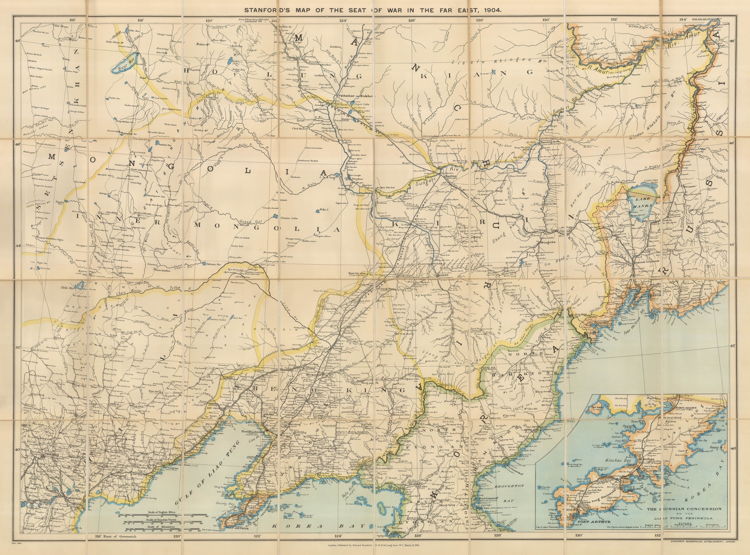 Edward Stanford, Map of the Seat of War in the Far East 1904, 1904 ...