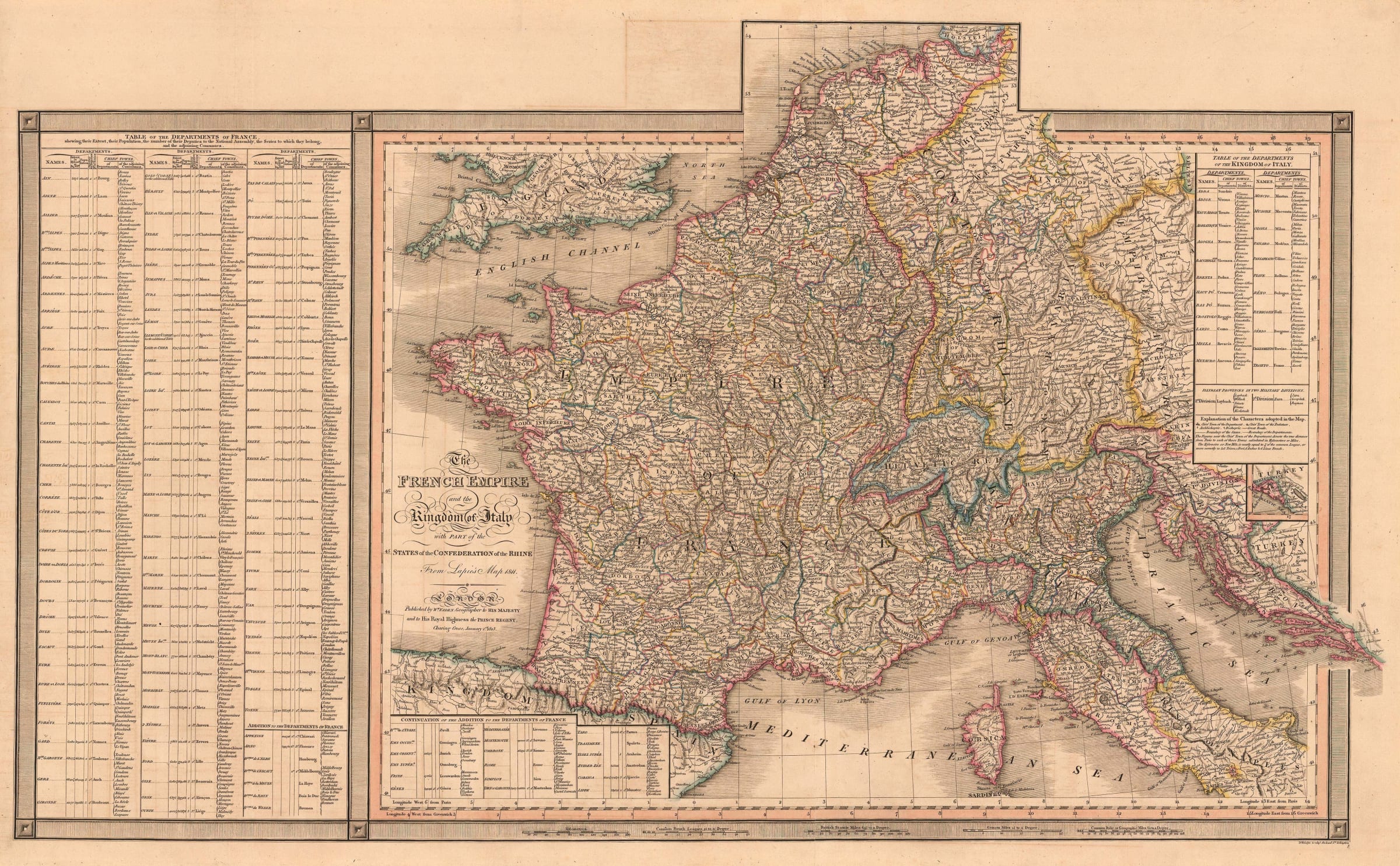 William Faden, The French Empire and the Kingdom of Italy, 1813 | The ...