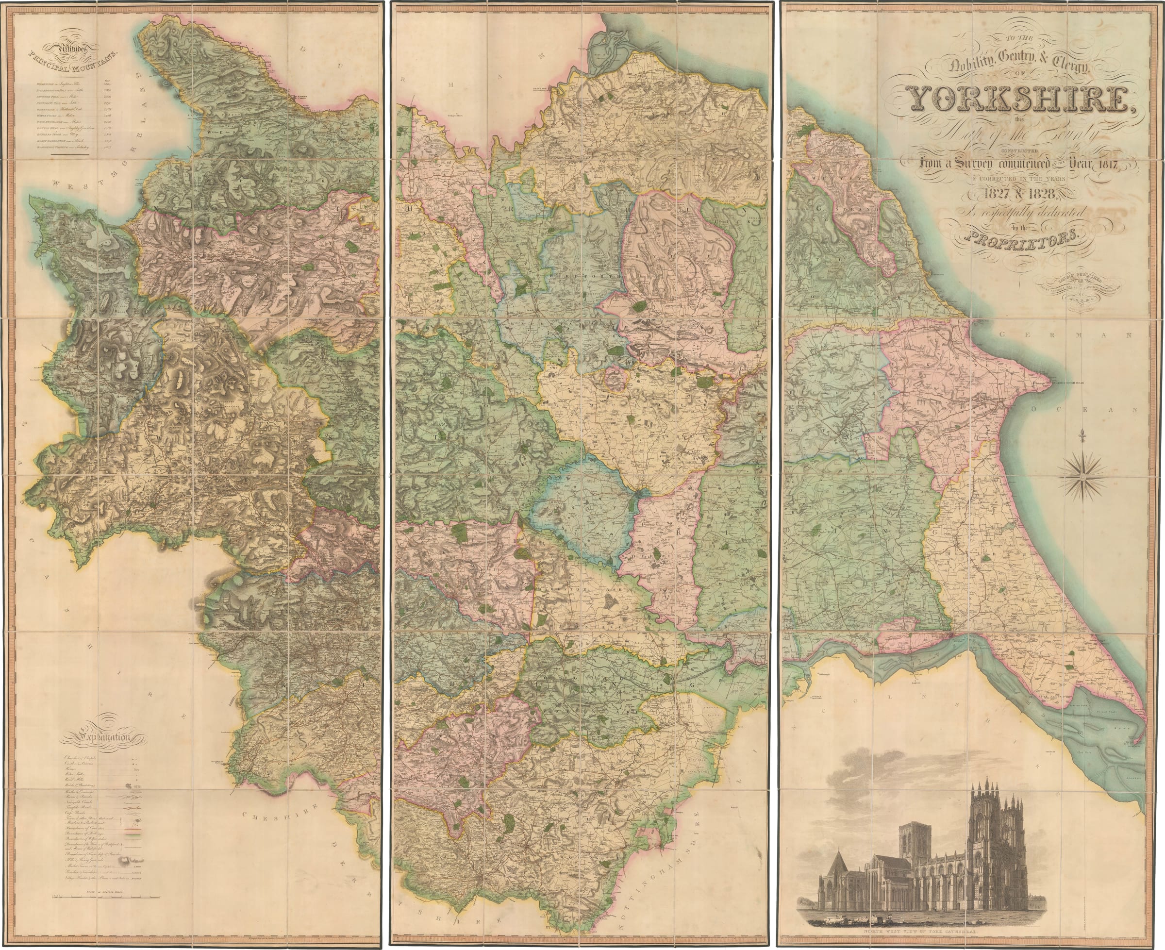 Henry Teesdale, Wall Map of Yorkshire, 1828 | The Map House
