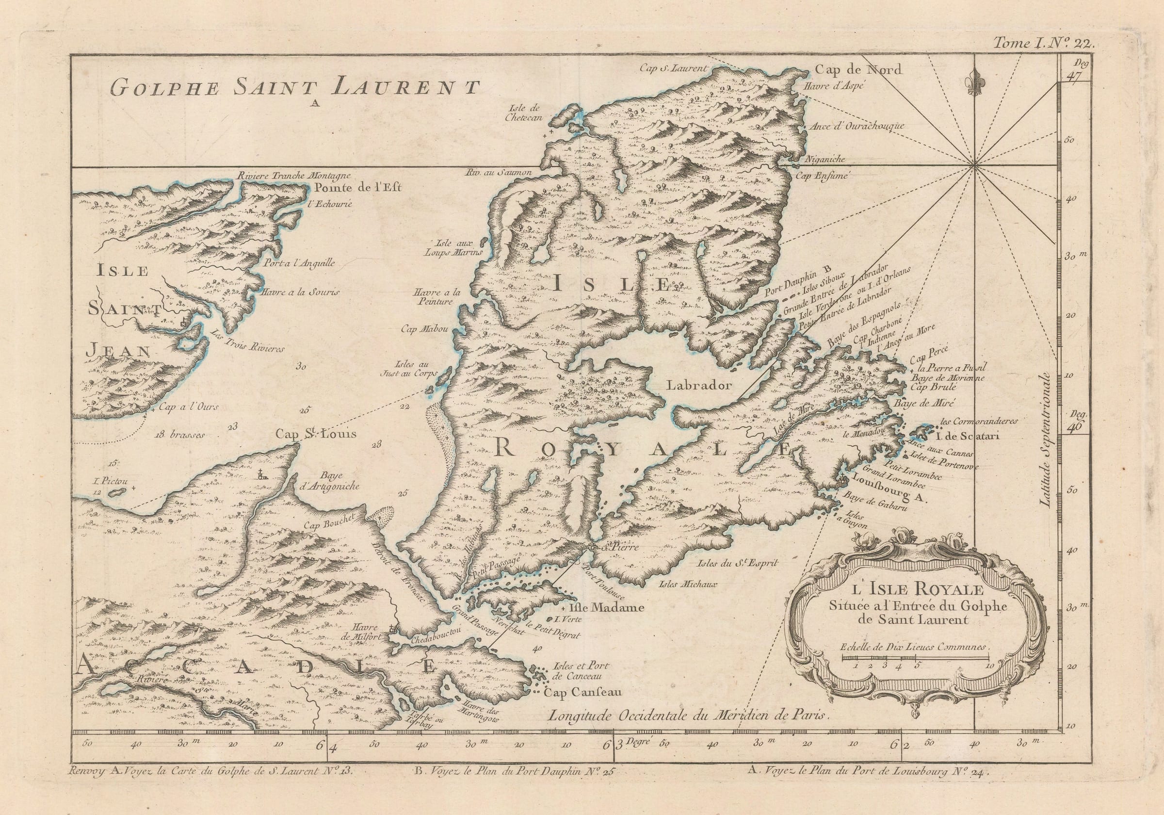 Jacques-Nicolas Bellin, Cape Breton Island , 1764 | The Map House