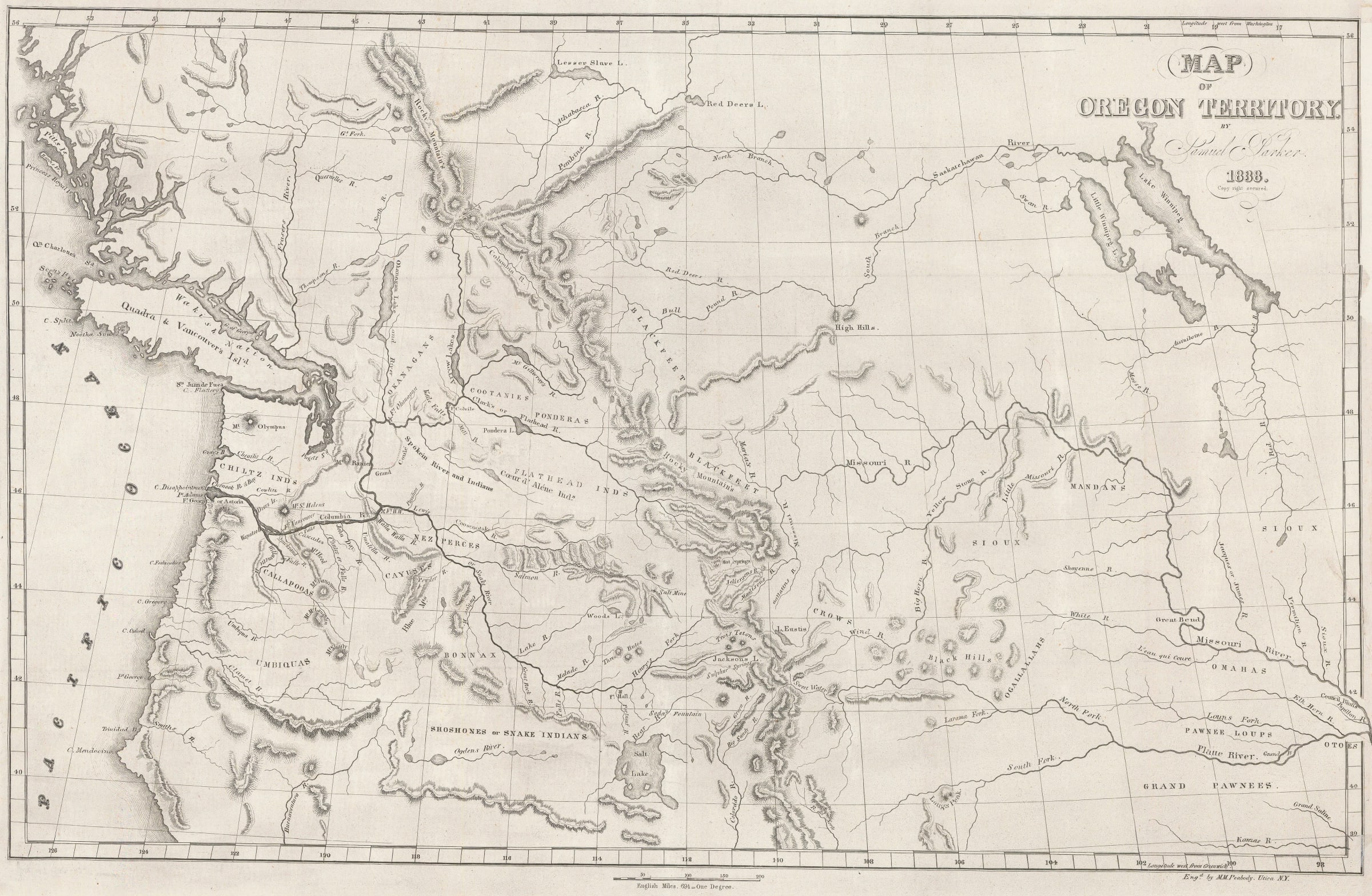 Revd. Samuel Parker, Map of Oregon Territory, 1838 | The Map House