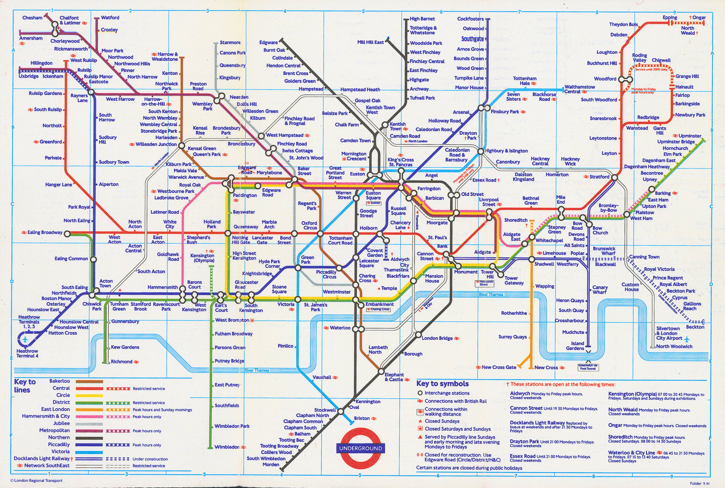 London Underground, London Underground Map, 1991 | The Map House