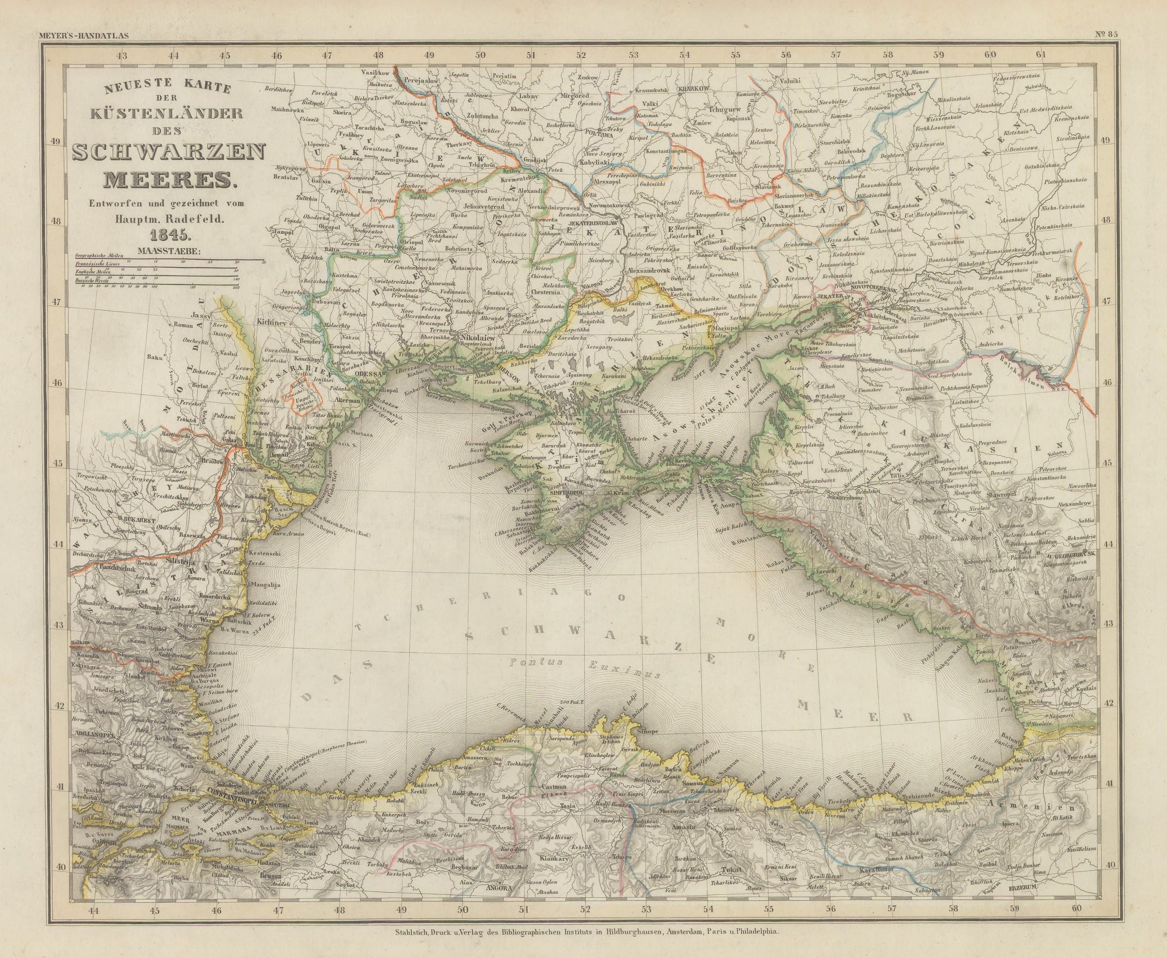 Joseph Meyer, Coastal countries of the Black Sea, 1845 | The Map House