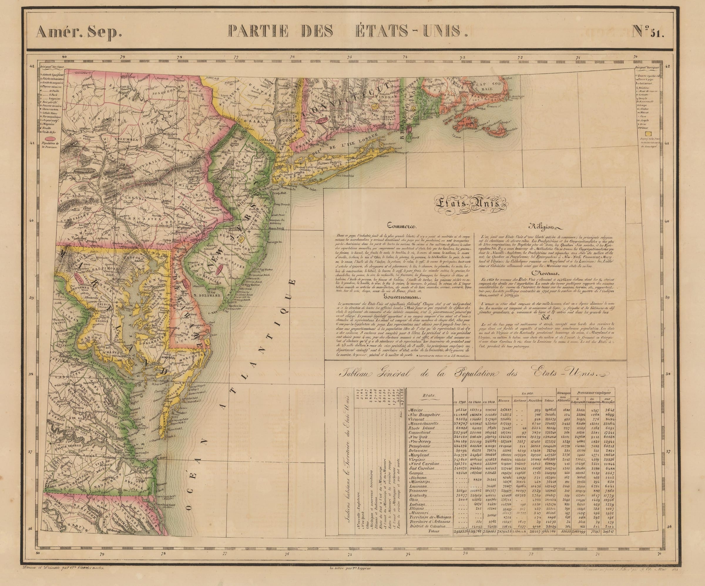 Philippe Vandermaelen, Cape Cod to Chesapeake Bay, 1827 | The Map House