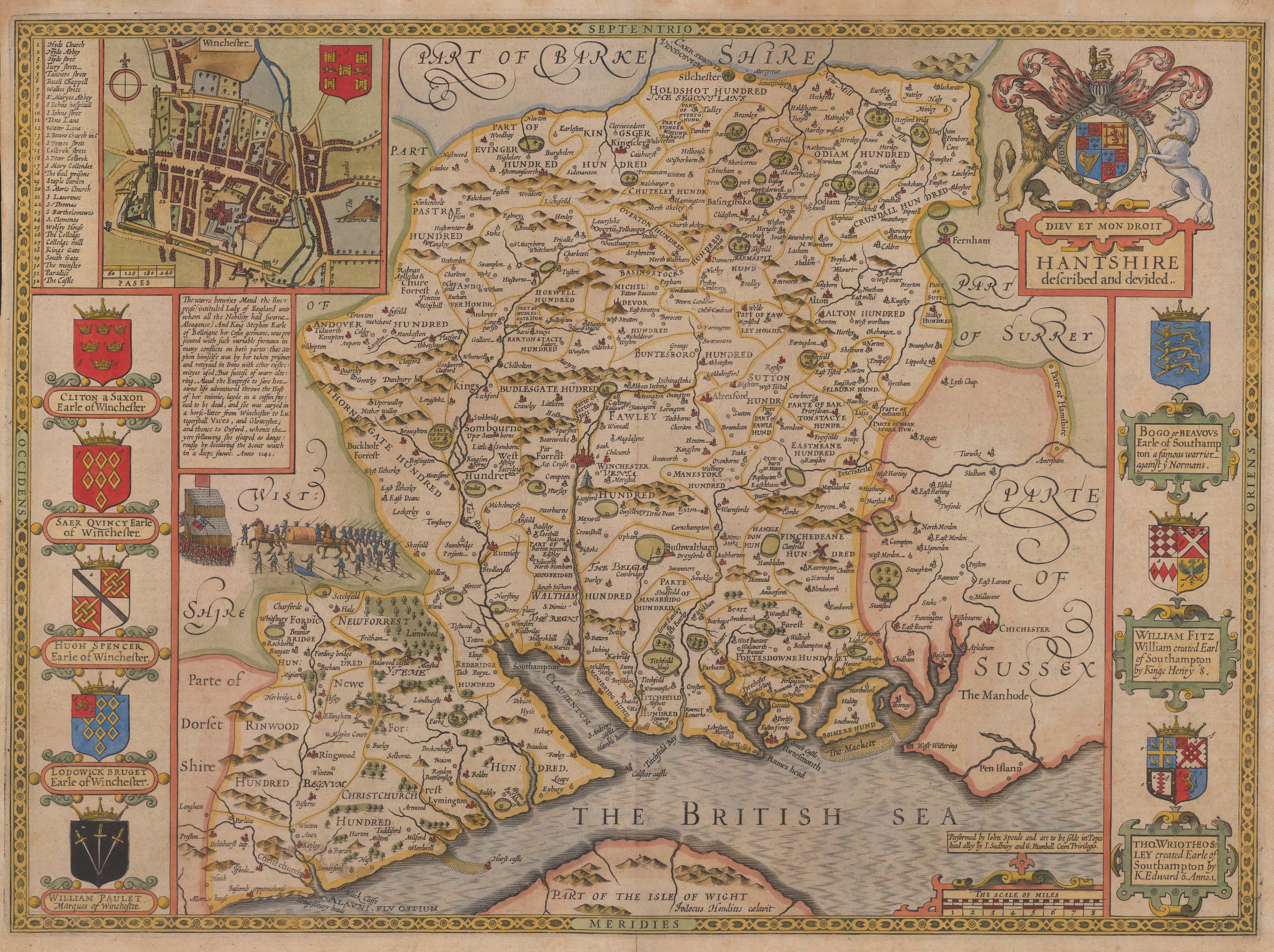 John Speed, Hantshire described and devided, 1627 | The Map House