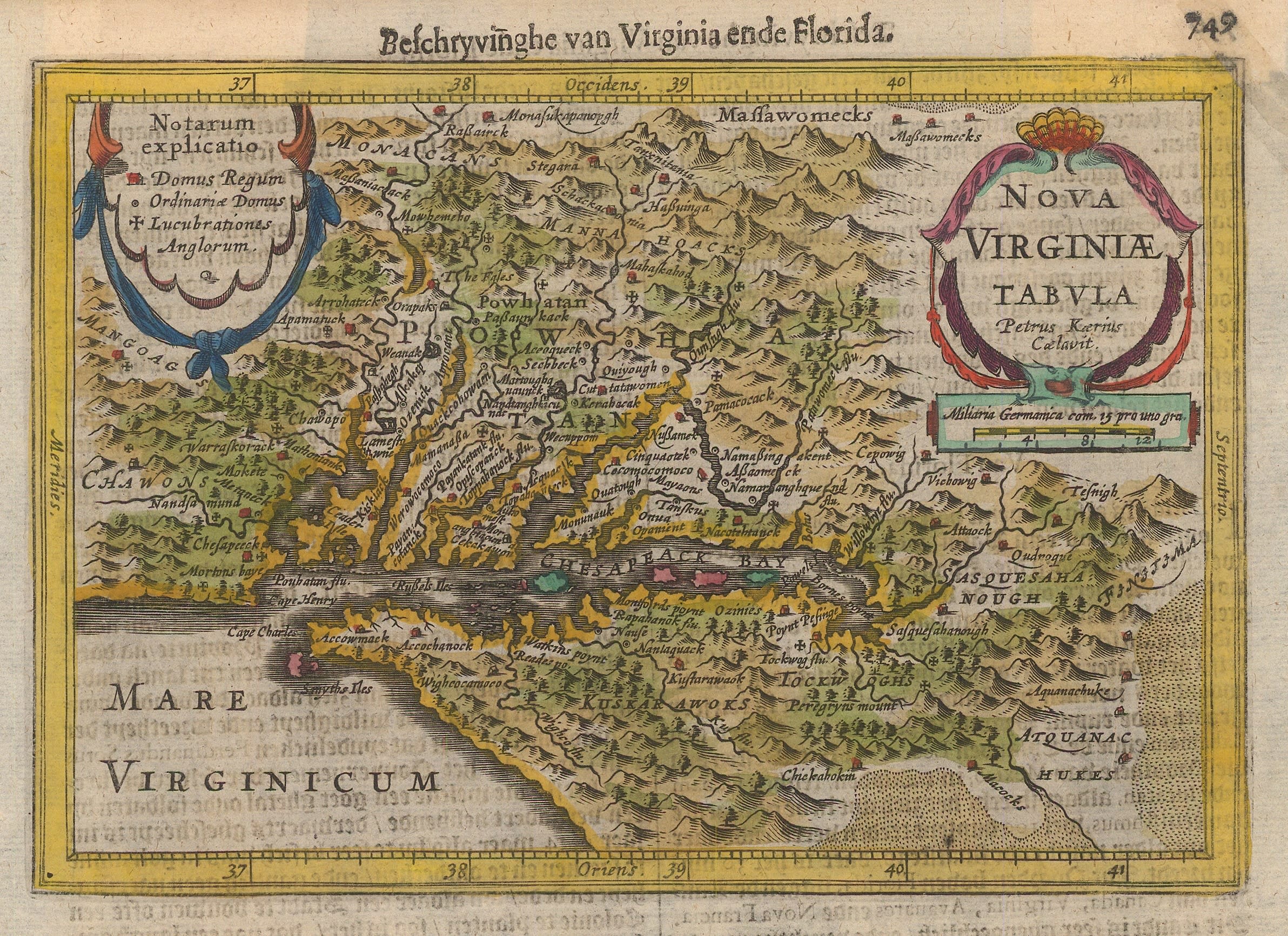 Mercator Hondius, Chesapeake Bay, Virginia and Maryland,, 1630 | The ...