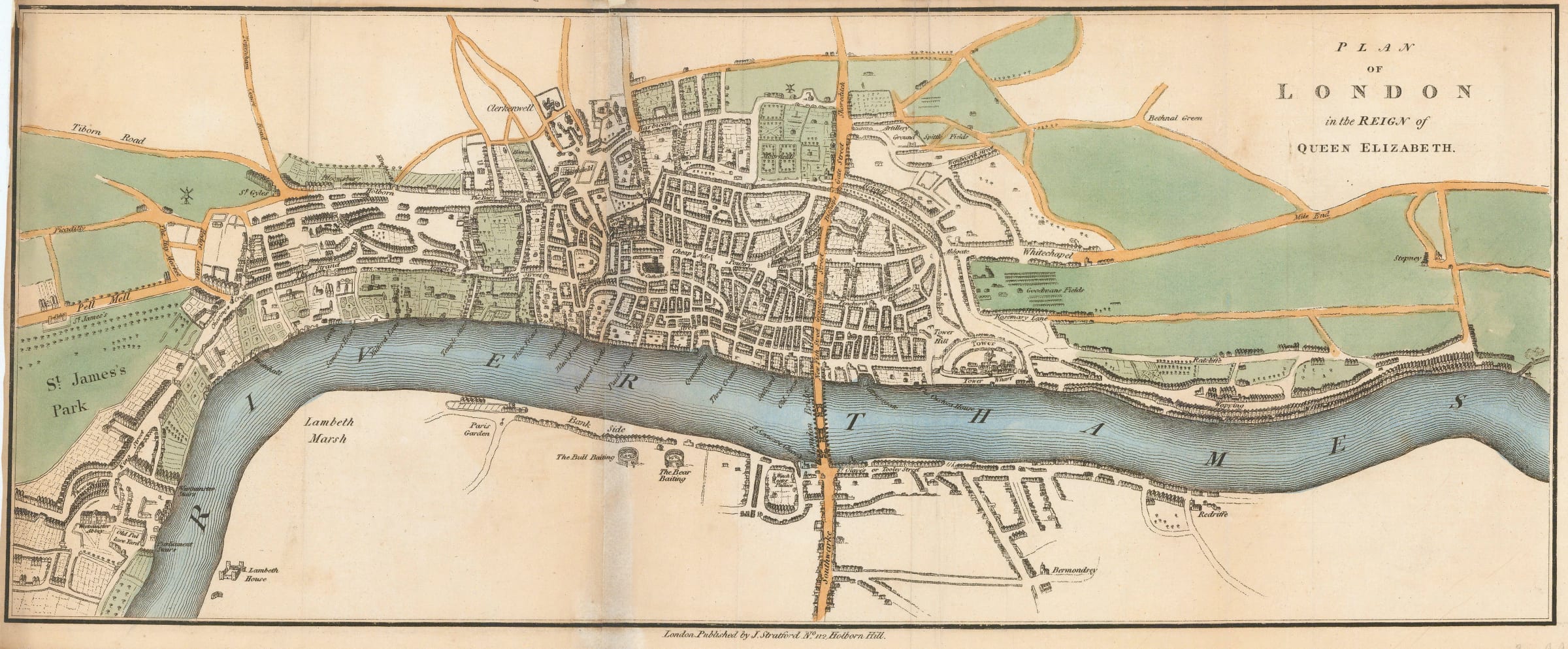 James Stratford, Plan of London in the Reign of Queen Elizabeth, 1804 ...