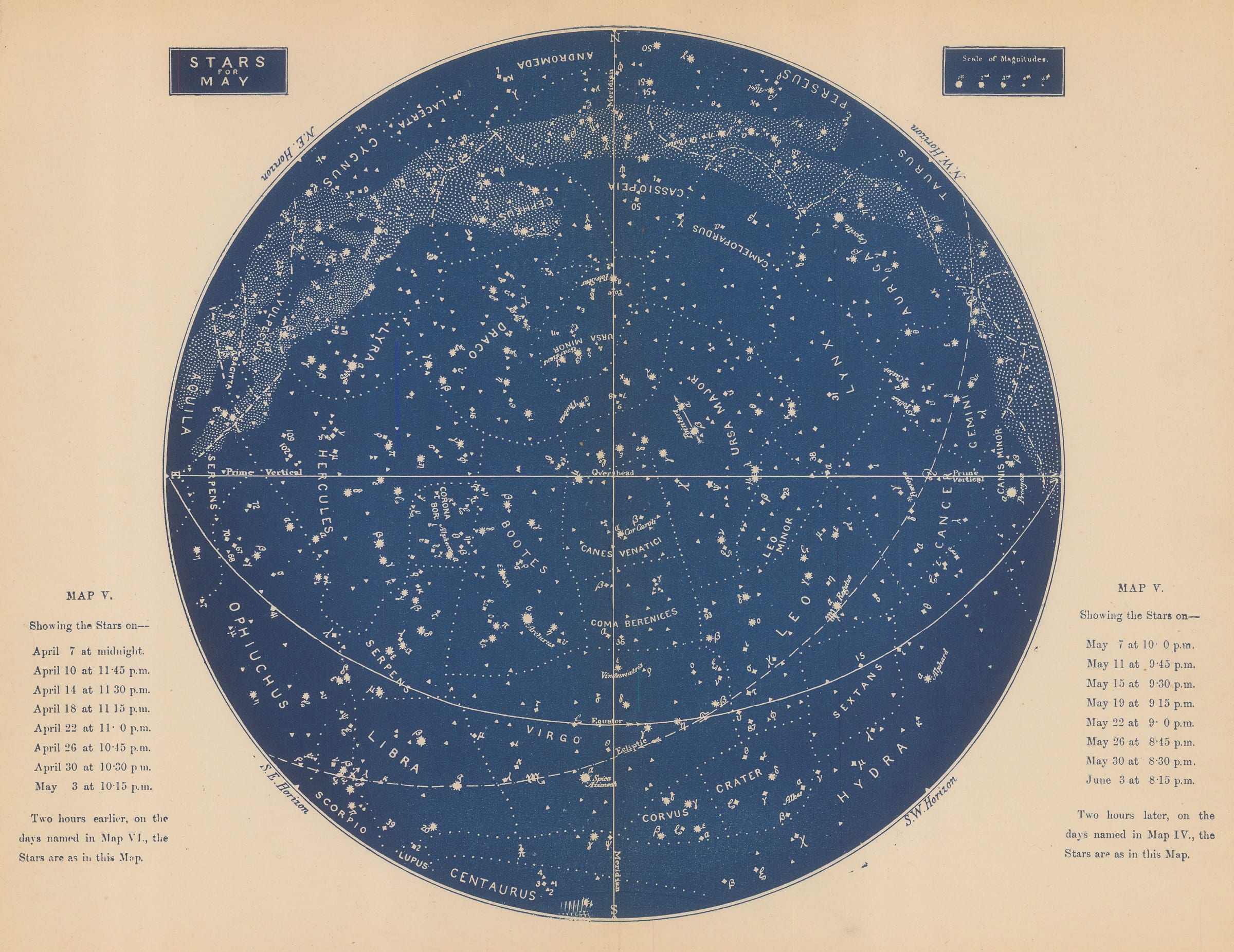 Richard Anthony Proctor, Map V - May, 1884 | The Map House
