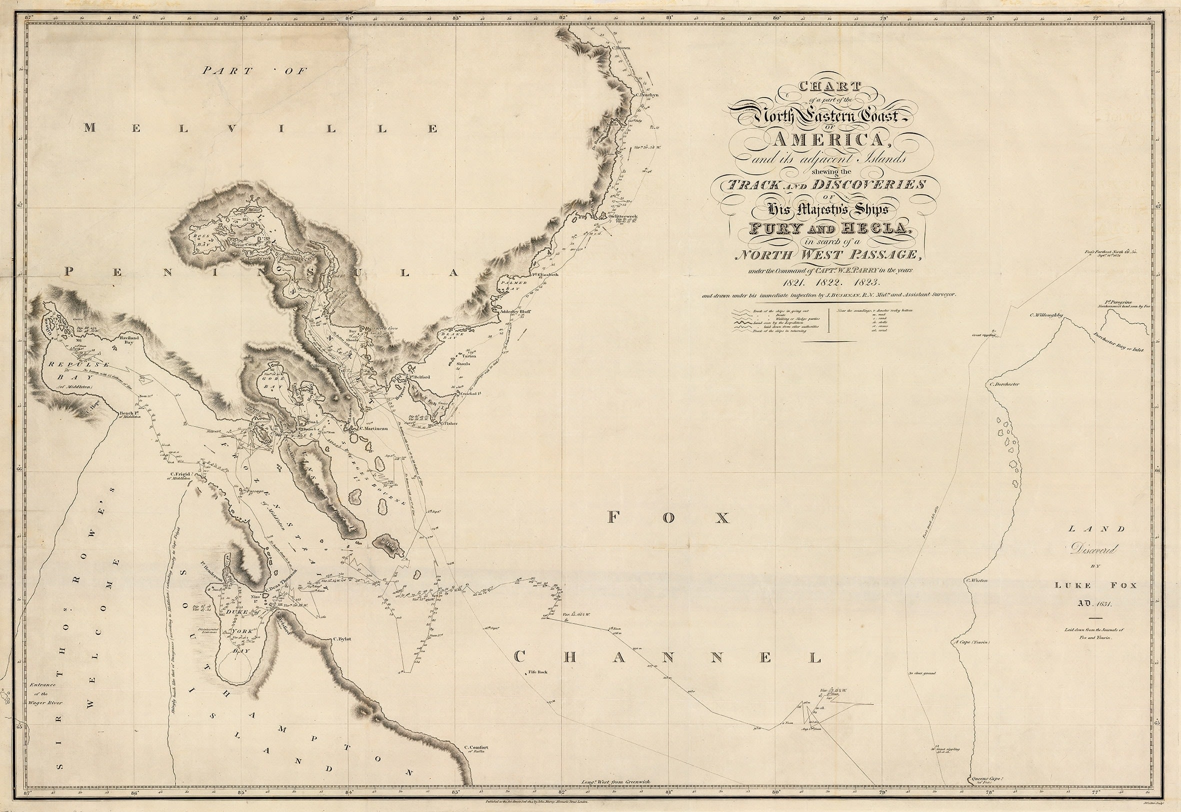 Sir William Edward Parry, Chart of Part of the North Eastern Coast of ...