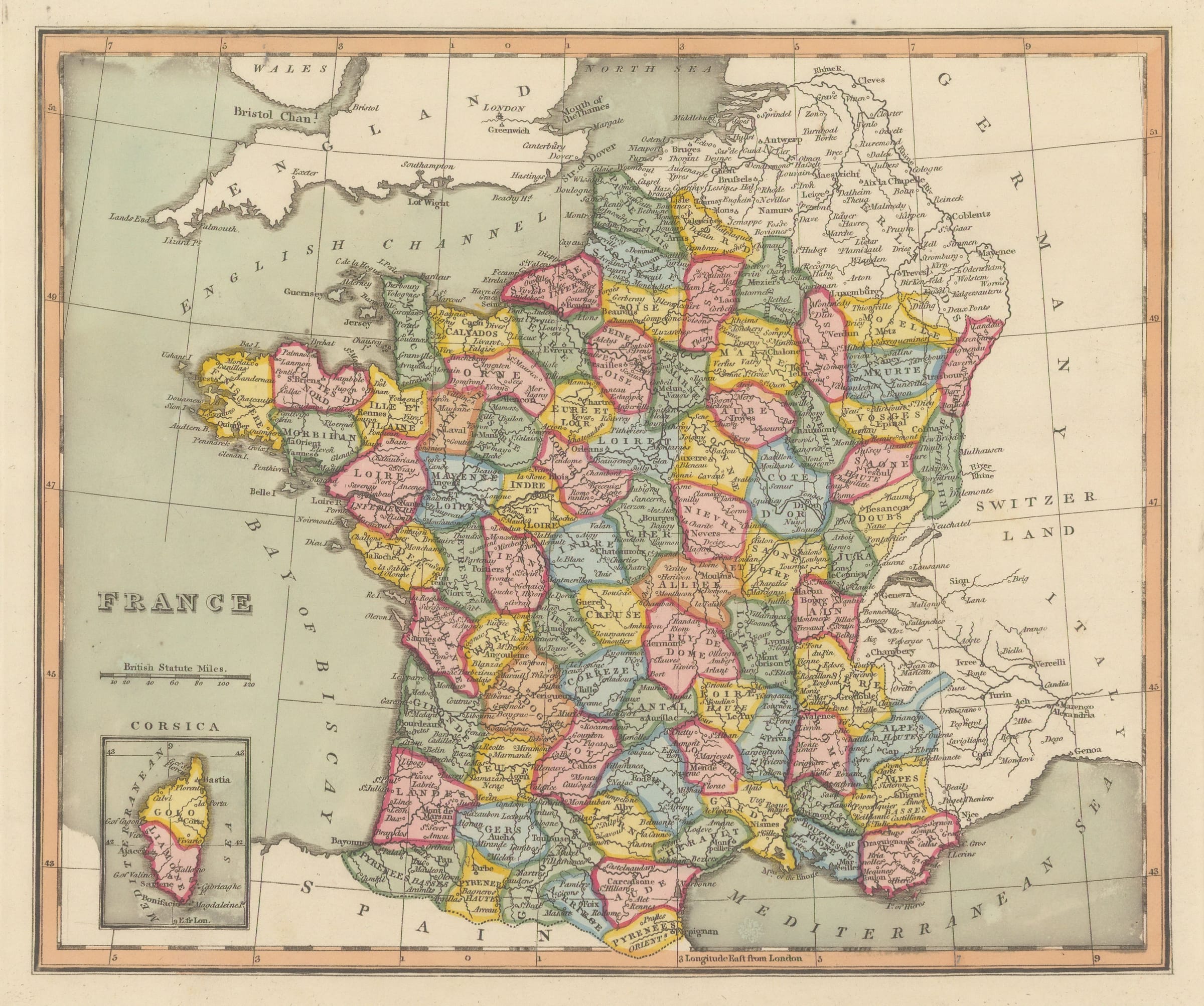 George Ellis, France divided into departments, 1819 c. | The Map House