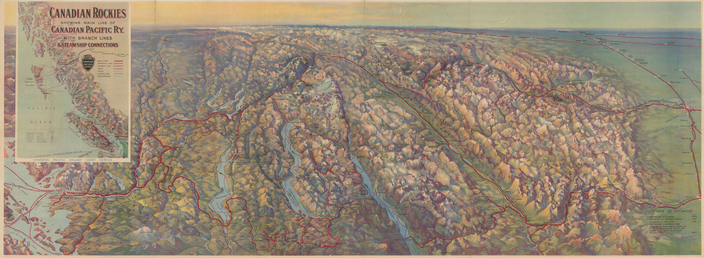 Canadian Pacific Railway, Railway map of the Canadian Rocky Mountains ...