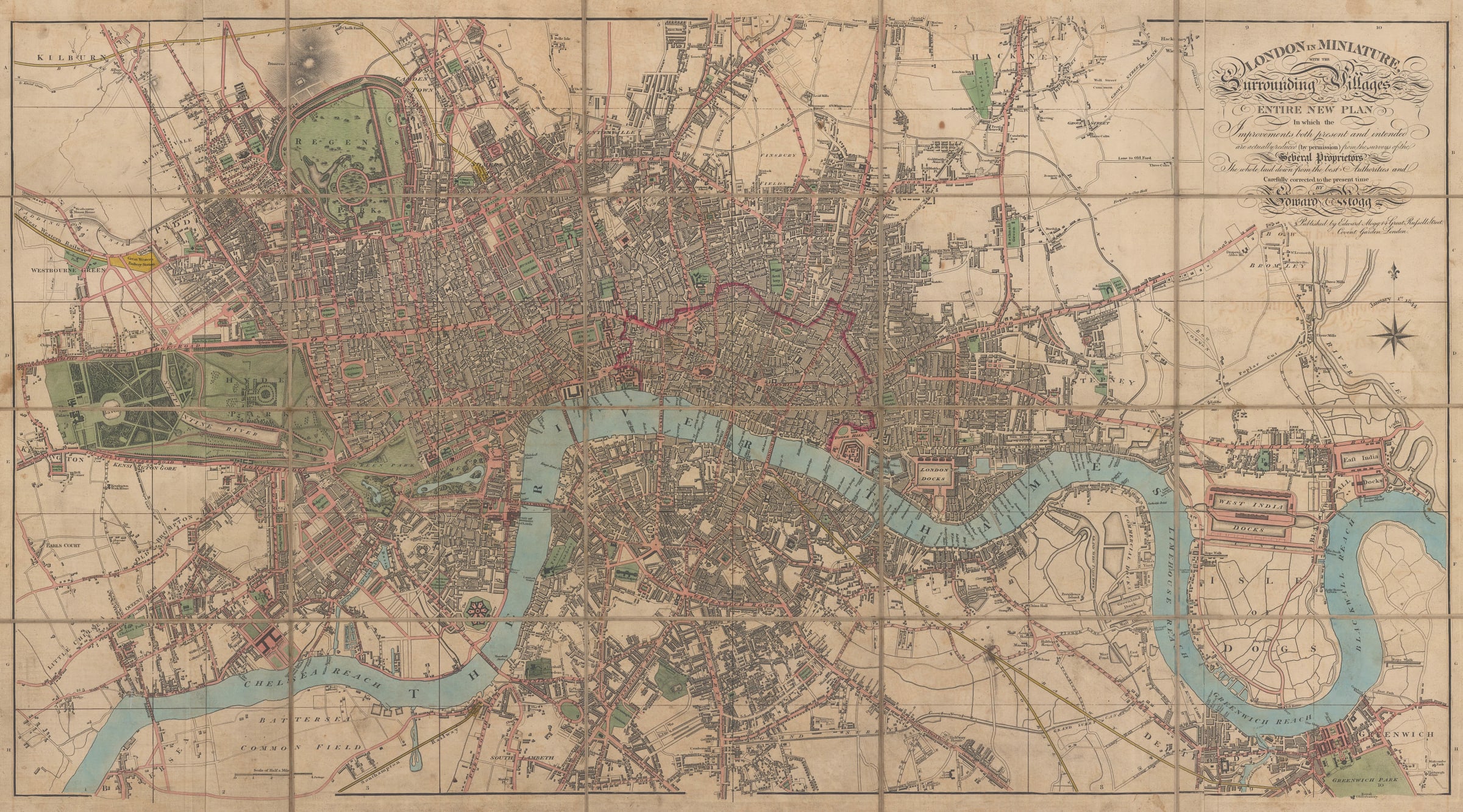 Edward Mogg, London in Miniature with Surrounding Villages, 1844 | The ...