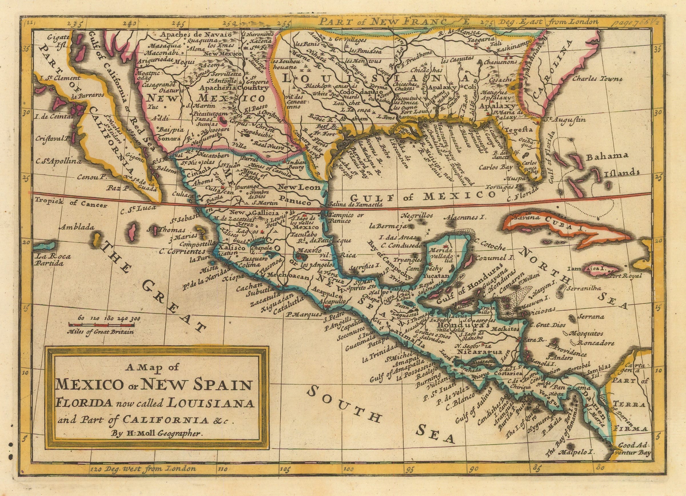 Herman Moll, Southern America, Mexico and Central America, 1745 | The ...