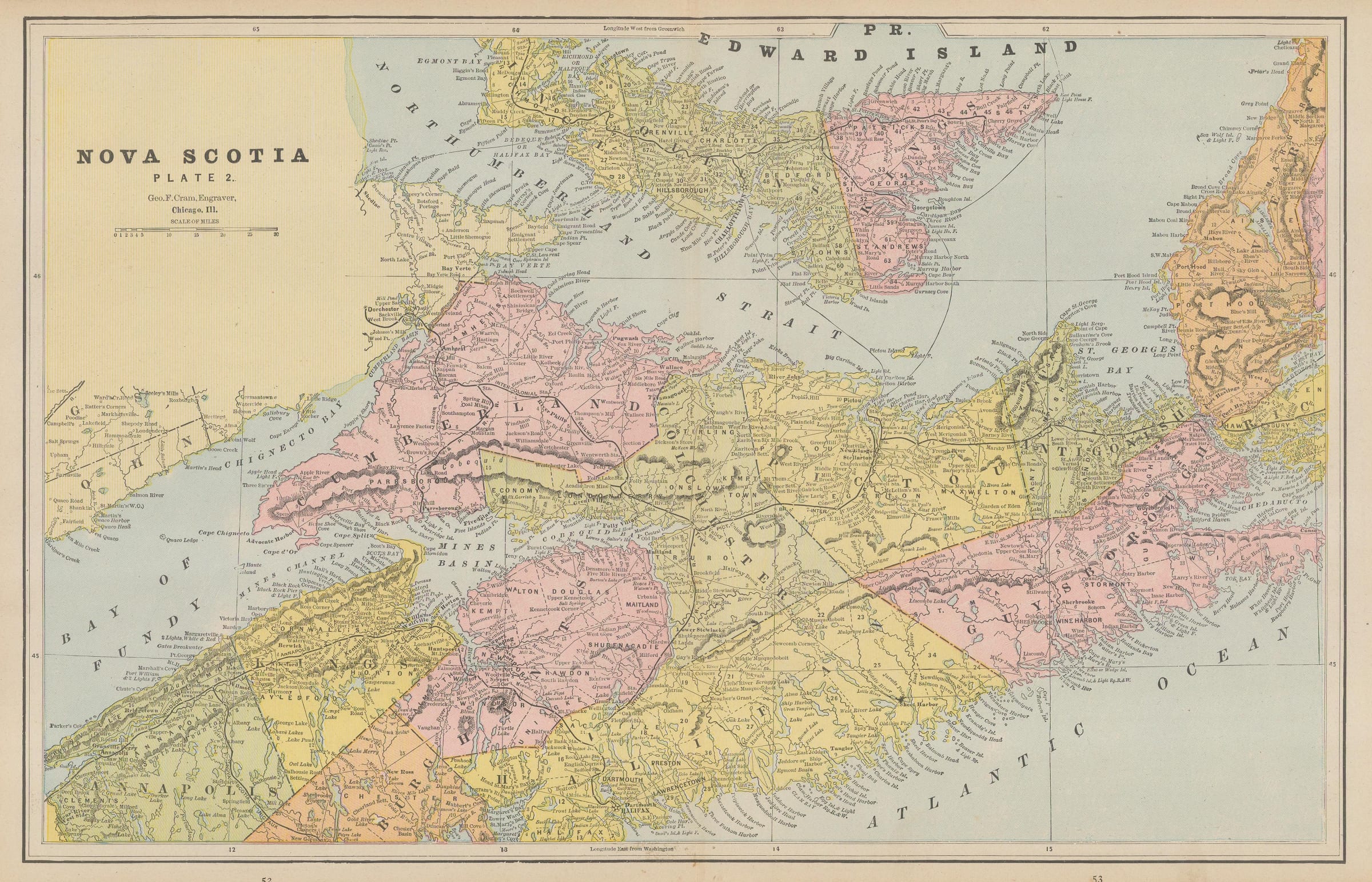George Cram, Central Nova Scotia, 1889 | The Map House