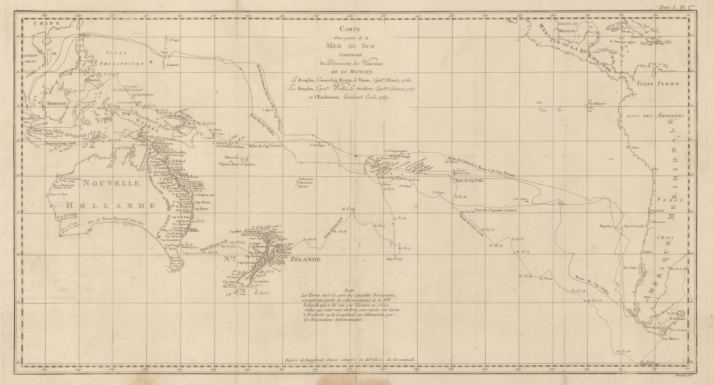 Capt. James Cook, Captain Cook's route in the South Pacific, 1774 | The ...