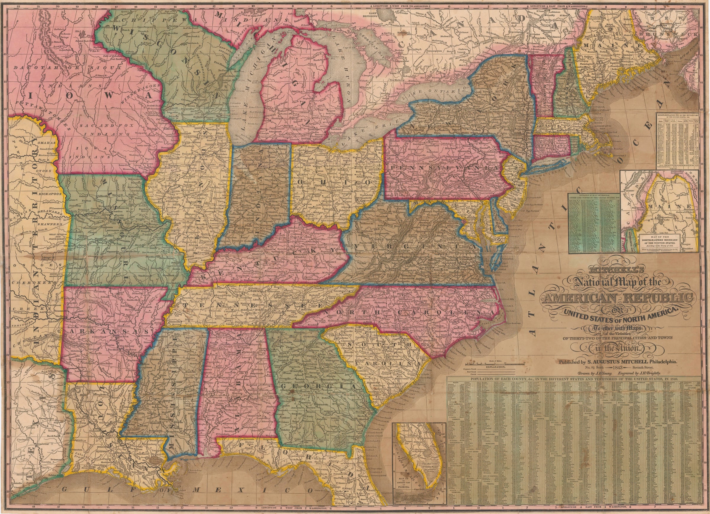 Samuel Augustus Mitchell, National Map of the American Republic, 1843 ...