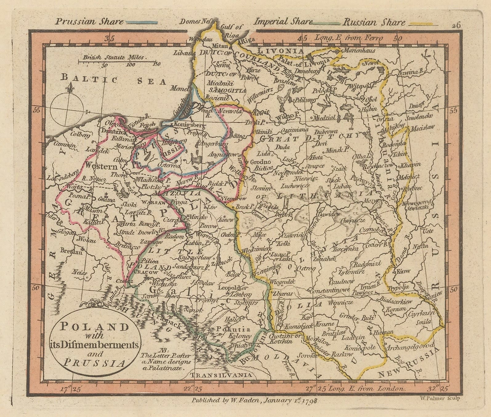 William Faden, Poland, Prussia and Lithuania, 1798 | The Map House