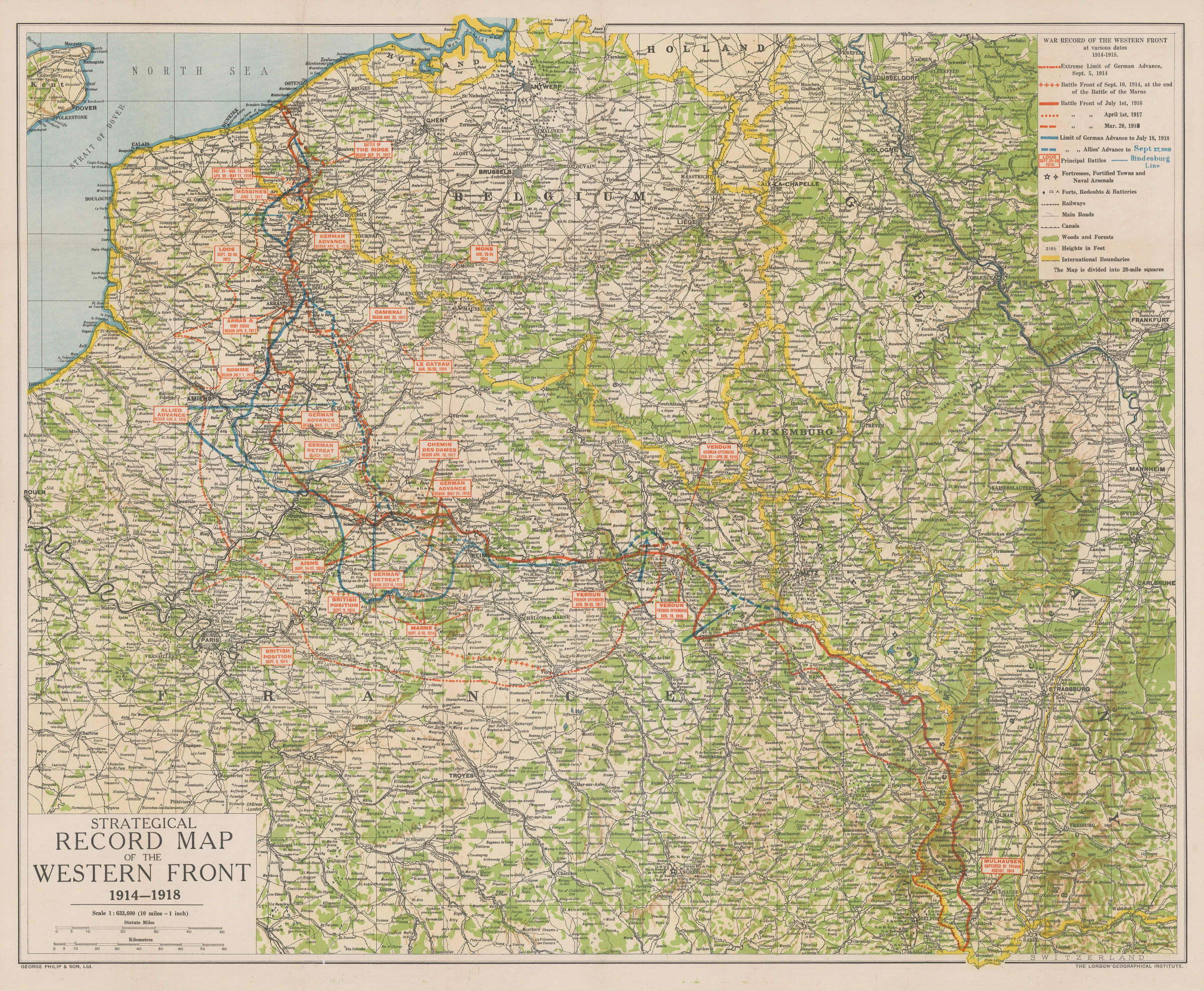 George Philip & Son Ltd., Strategic Record Map of the Western Front ...
