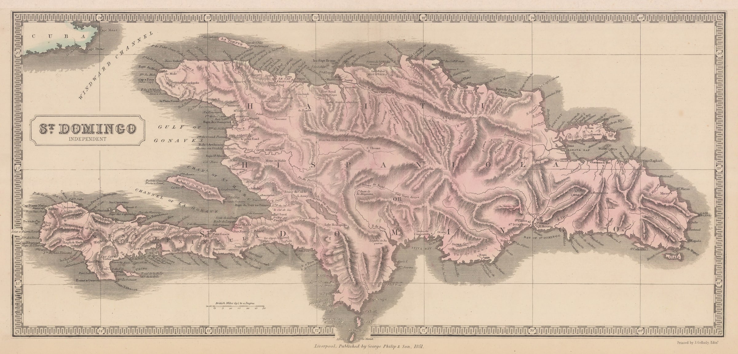 George Philip, Haiti & the Dominican Republic, 1851 | The Map House