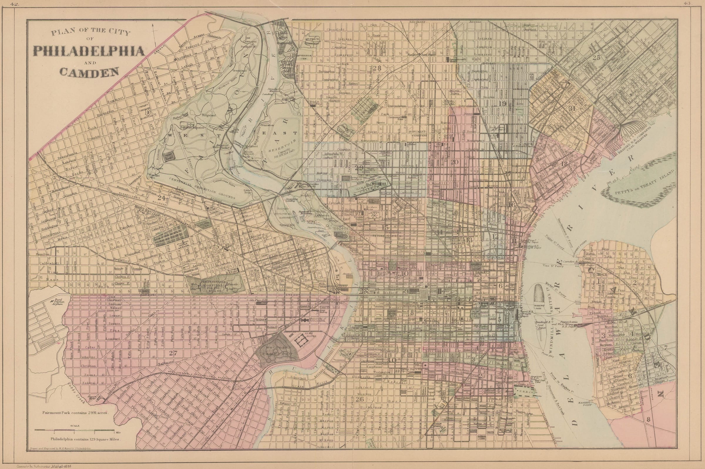 Samuel Augustus Mitchell, Plan of the City of Philadelphia and Camden ...