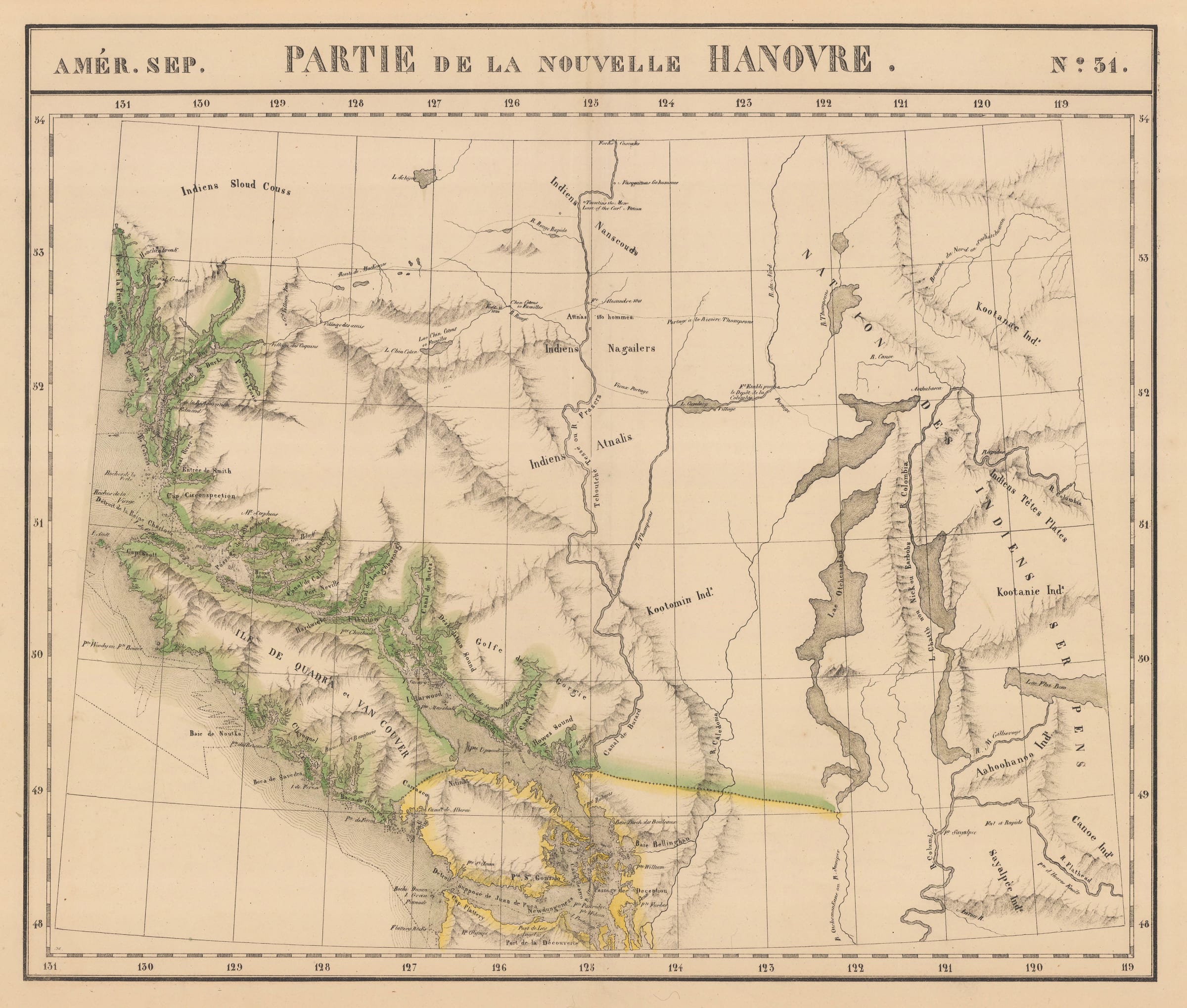 Philippe Vandermaelen, Early map of Vancouver Island and southern ...