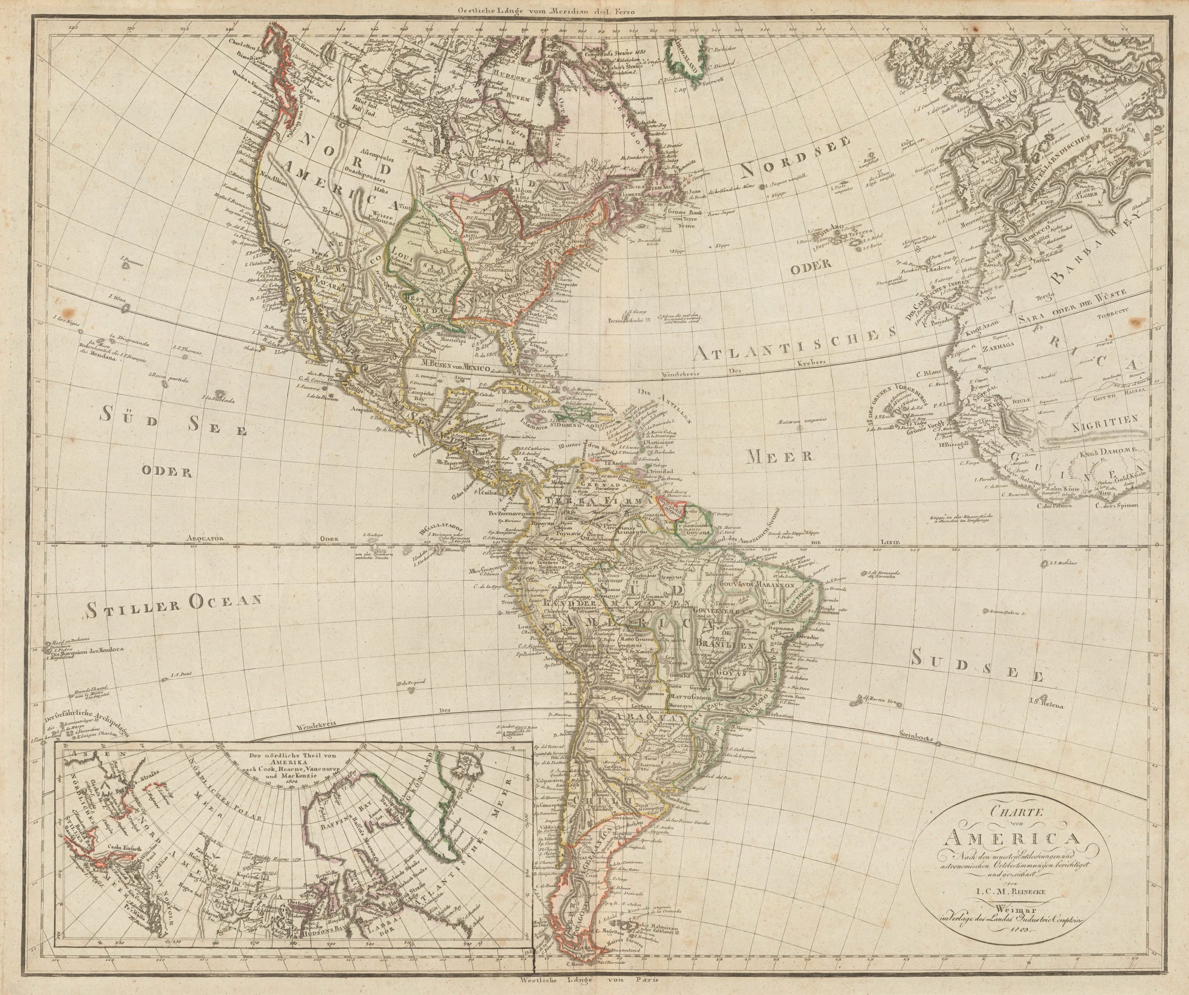 Johann Christoph Reinecke, Charte America, 1803 | The Map House