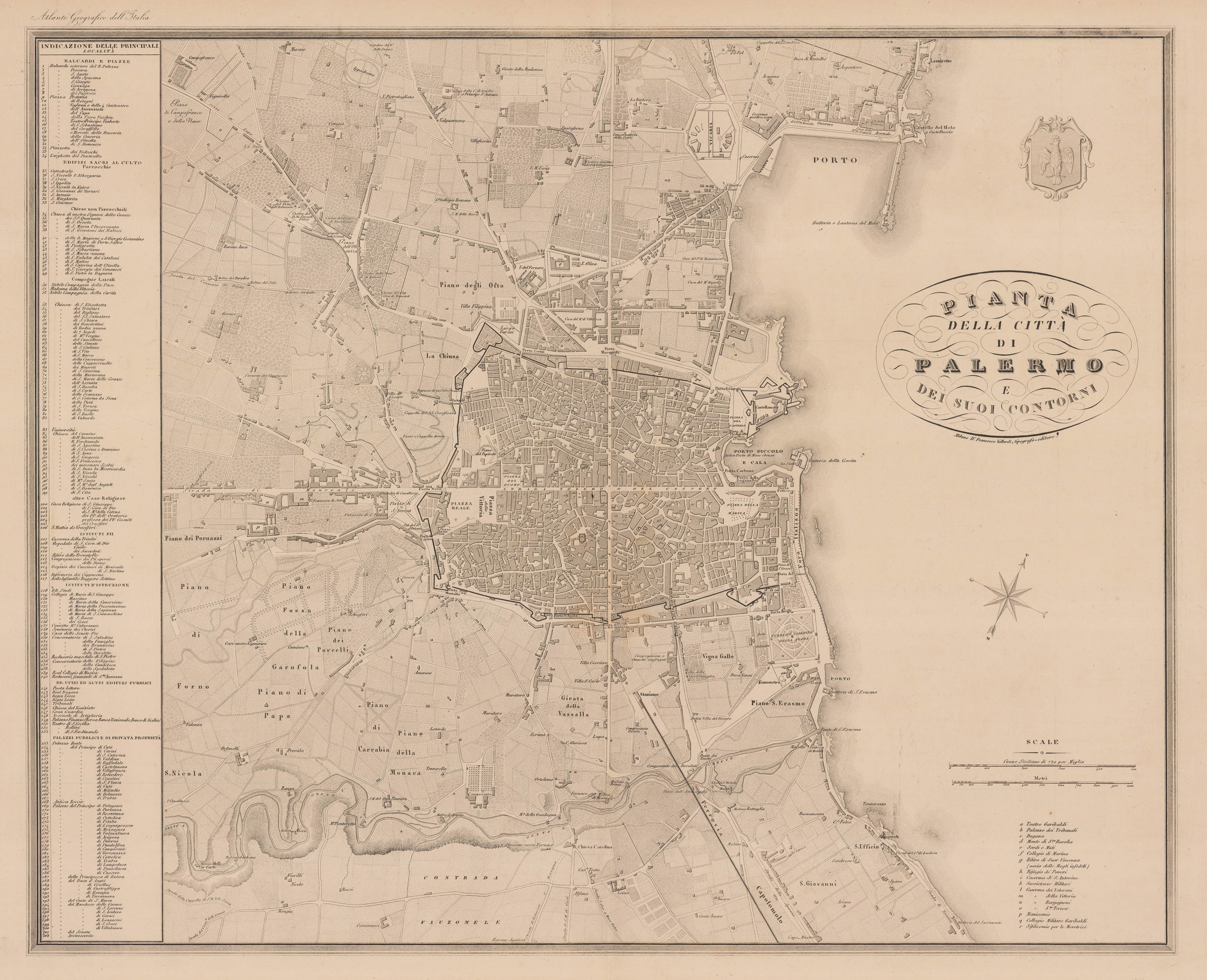 Antonio Vallardi, City plan of Palermo, 1868 | The Map House