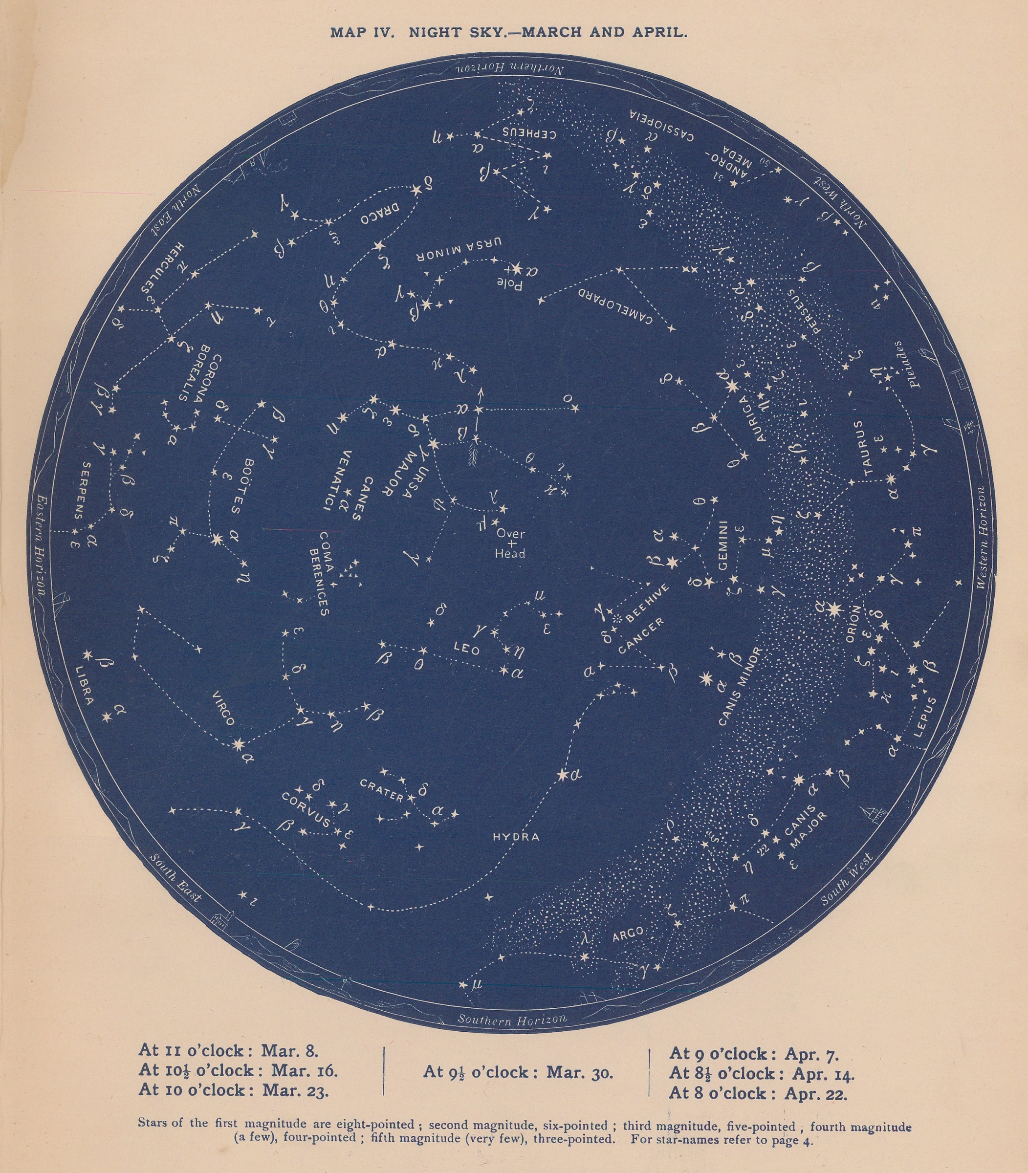 Richard Anthony Proctor, Stars for March & April, 1887 | The Map House