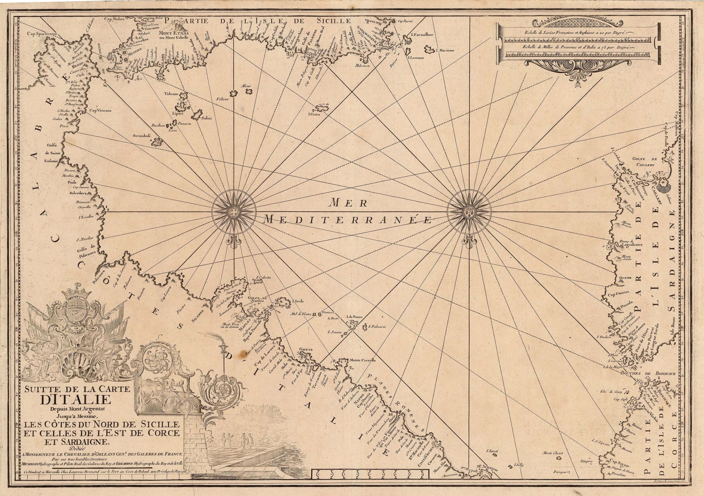 Henri Michelot and Laurent Brémond, Rare chart of the southwest coast ...