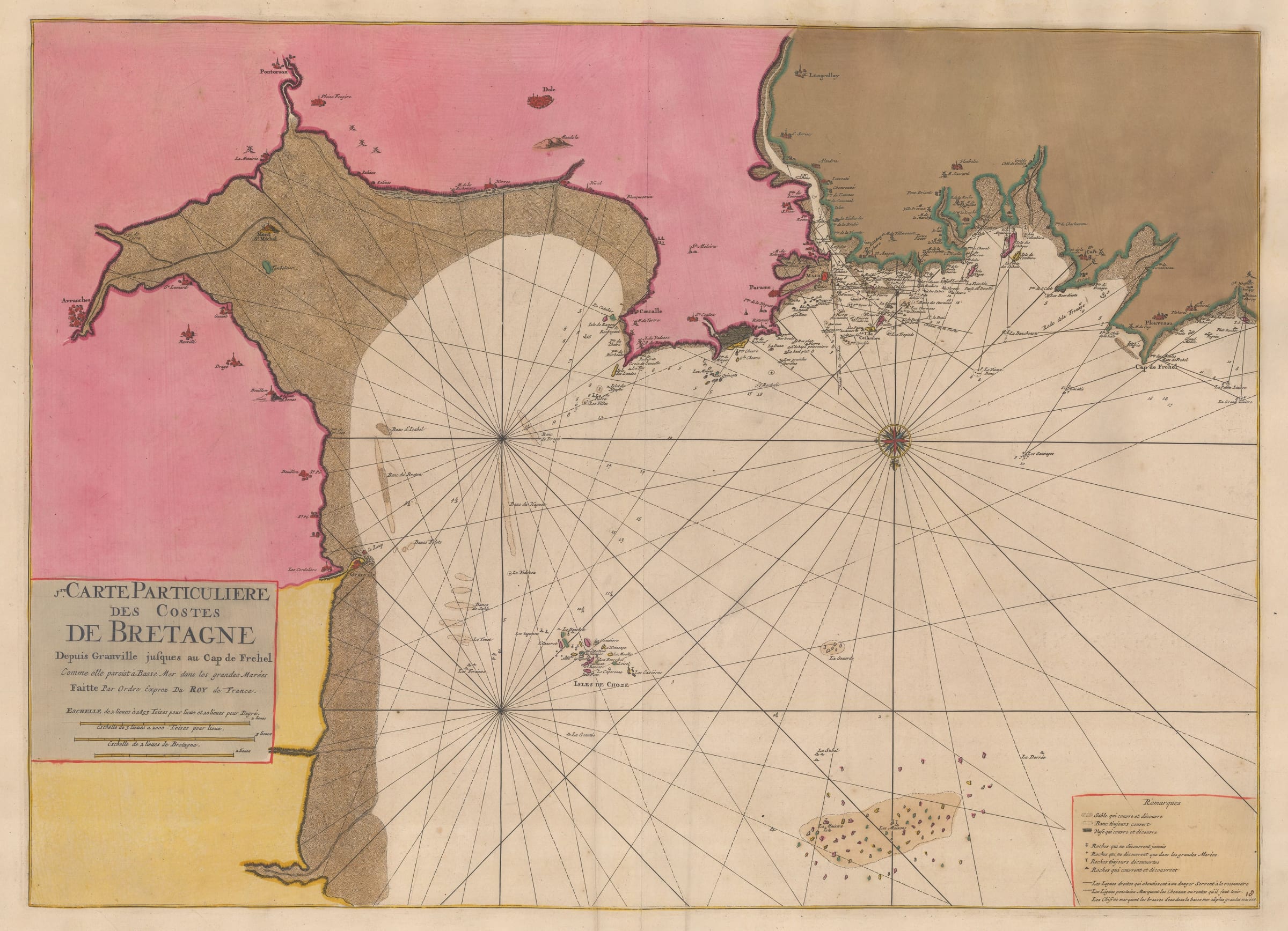 Pierre Mortier, Chart of the coast of Normandy and Brittany, 1708 | The ...