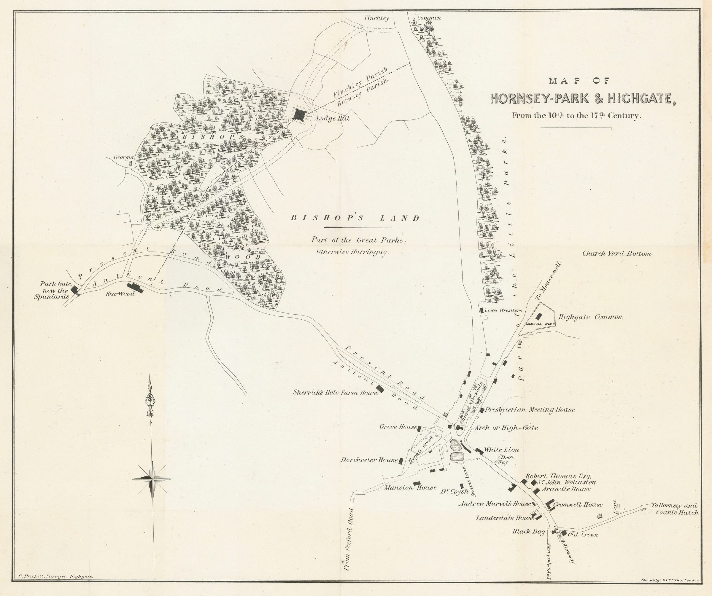 George Prickett, Highgate and Hornsey Park, 1842 | The Map House