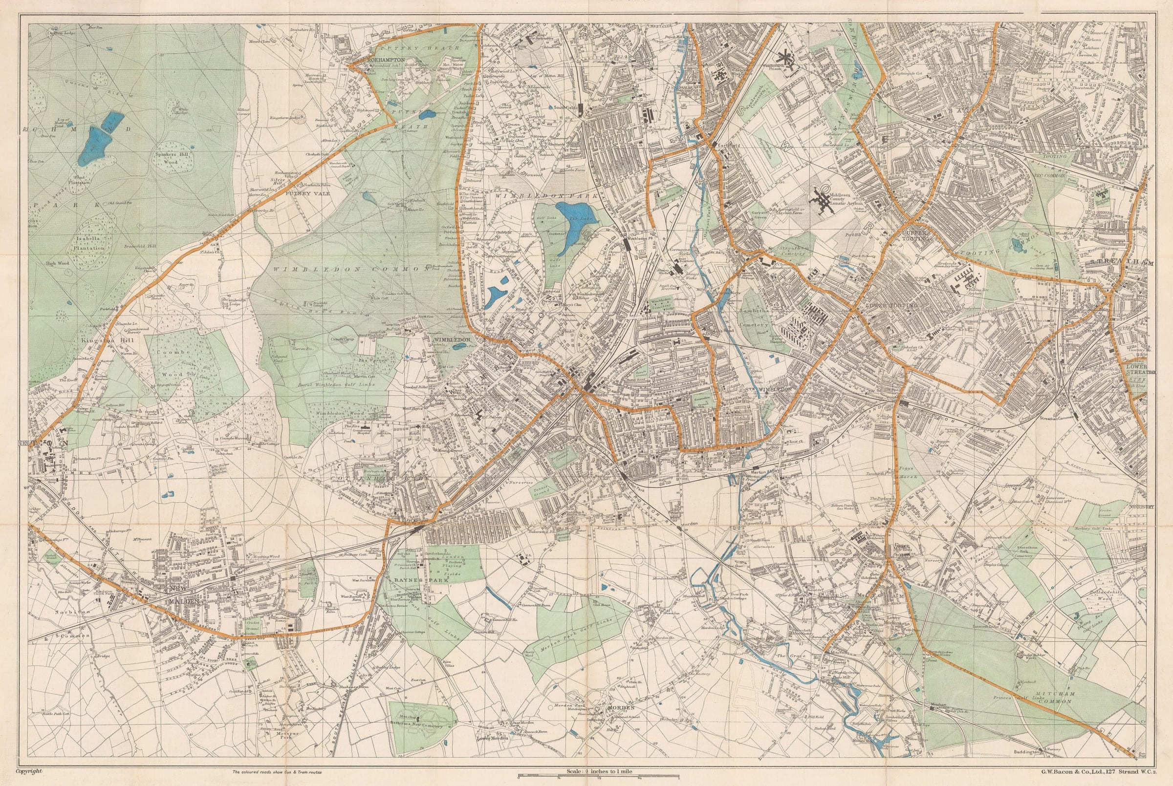 George W. Bacon, Large Scale Plan of Wimbledon, 1910 c. | The Map House