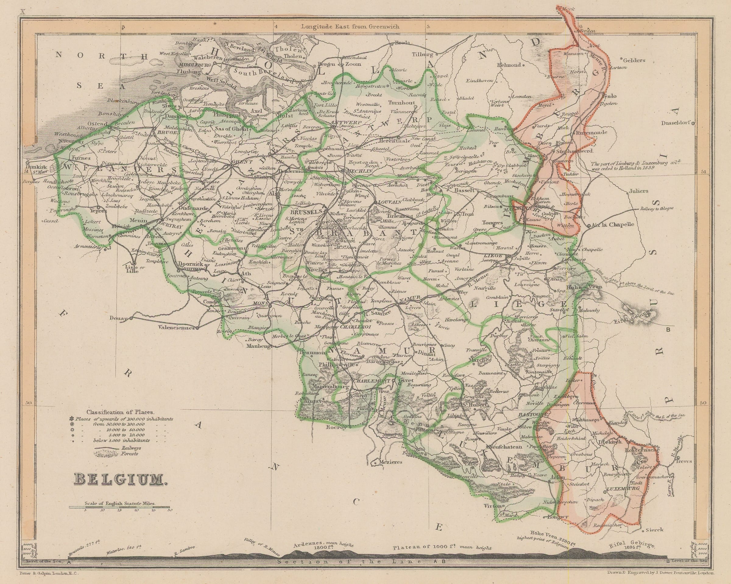 John Dower, Belgium, 1860 c. | The Map House