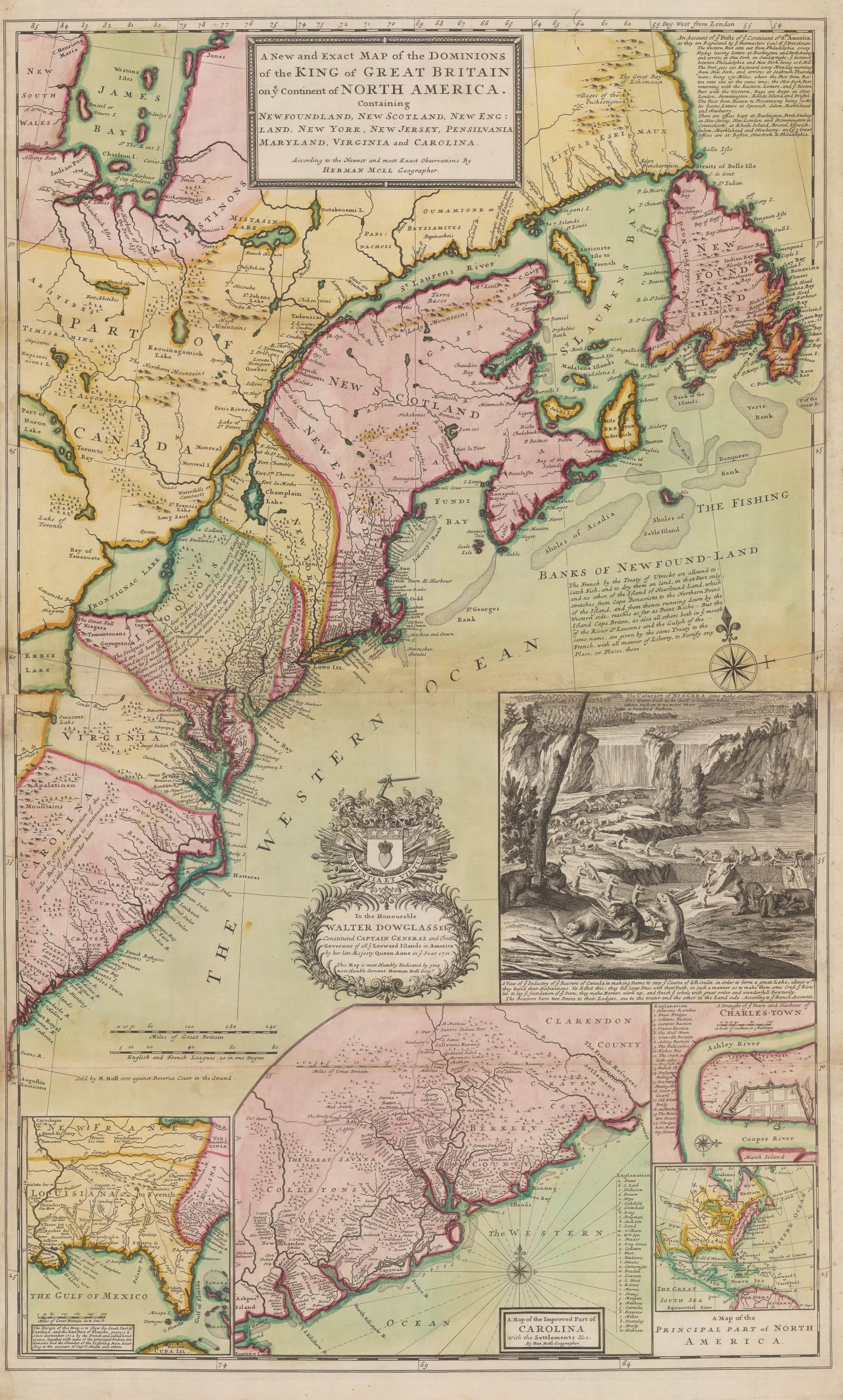 Herman Moll, Eastern USA known as the "the Beaver Map", 1715 | The Map ...