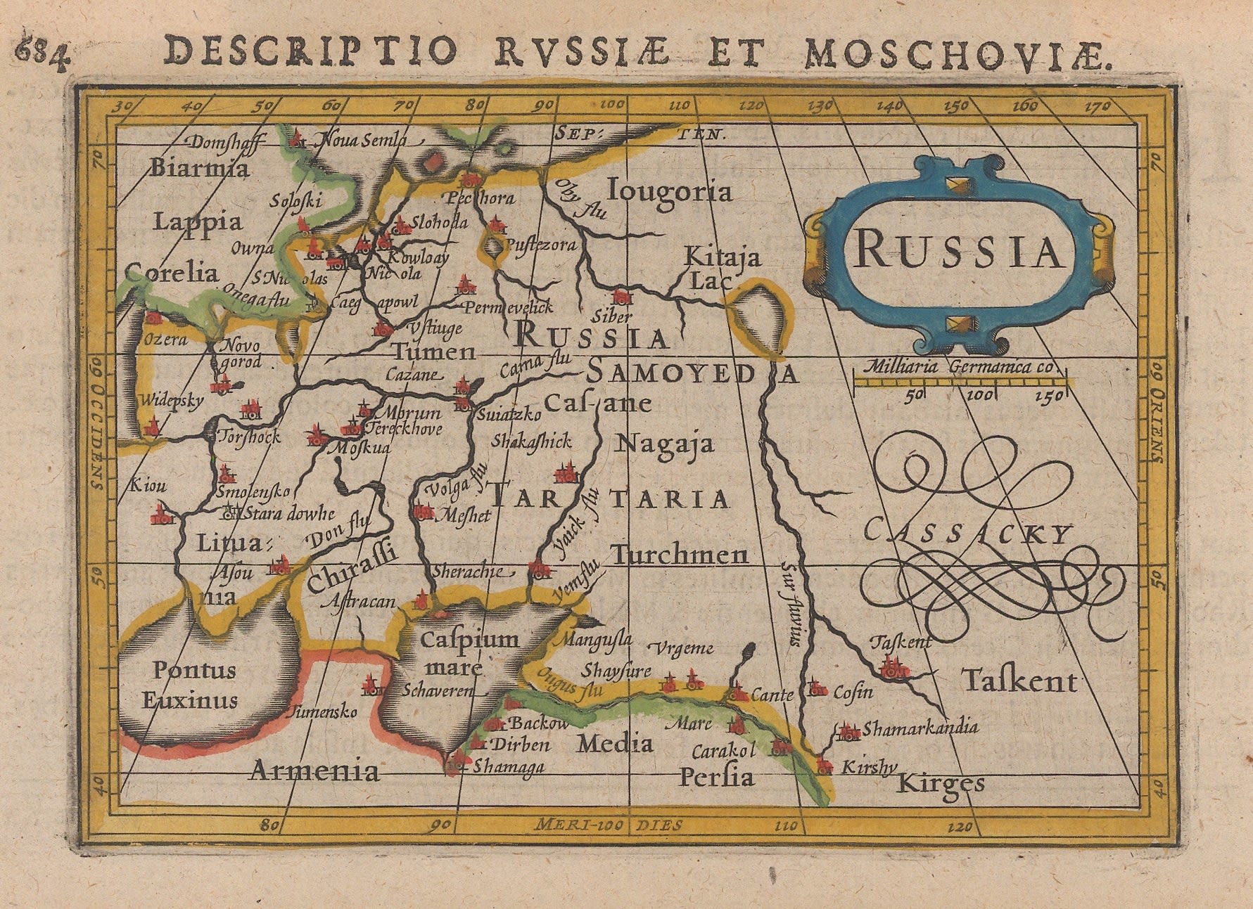 Petrus Bertius, Moscovia, Central Russia, 1616 | The Map House