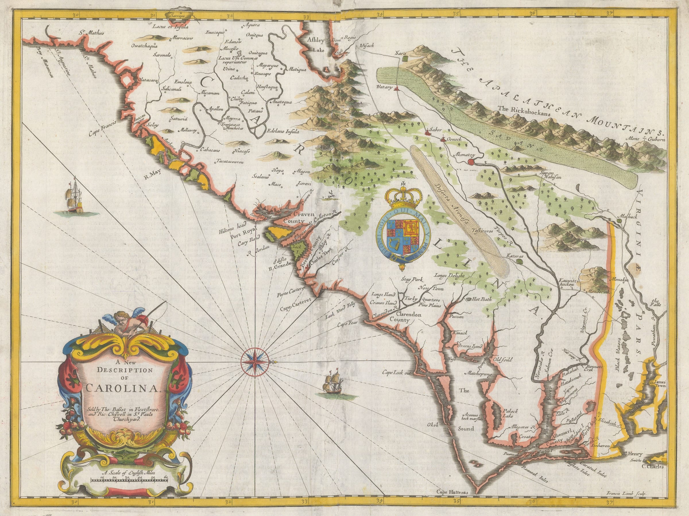 John Speed, North and South Carolina, 1676 | The Map House