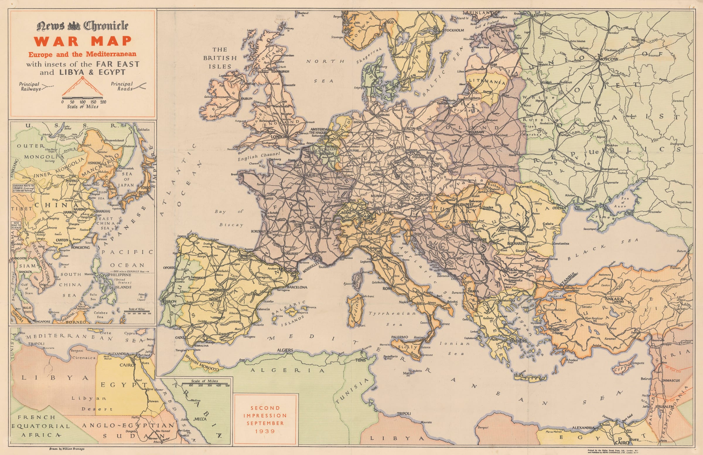William Bromage, War Map of Europe and the Mediterranean, 1939 | The ...