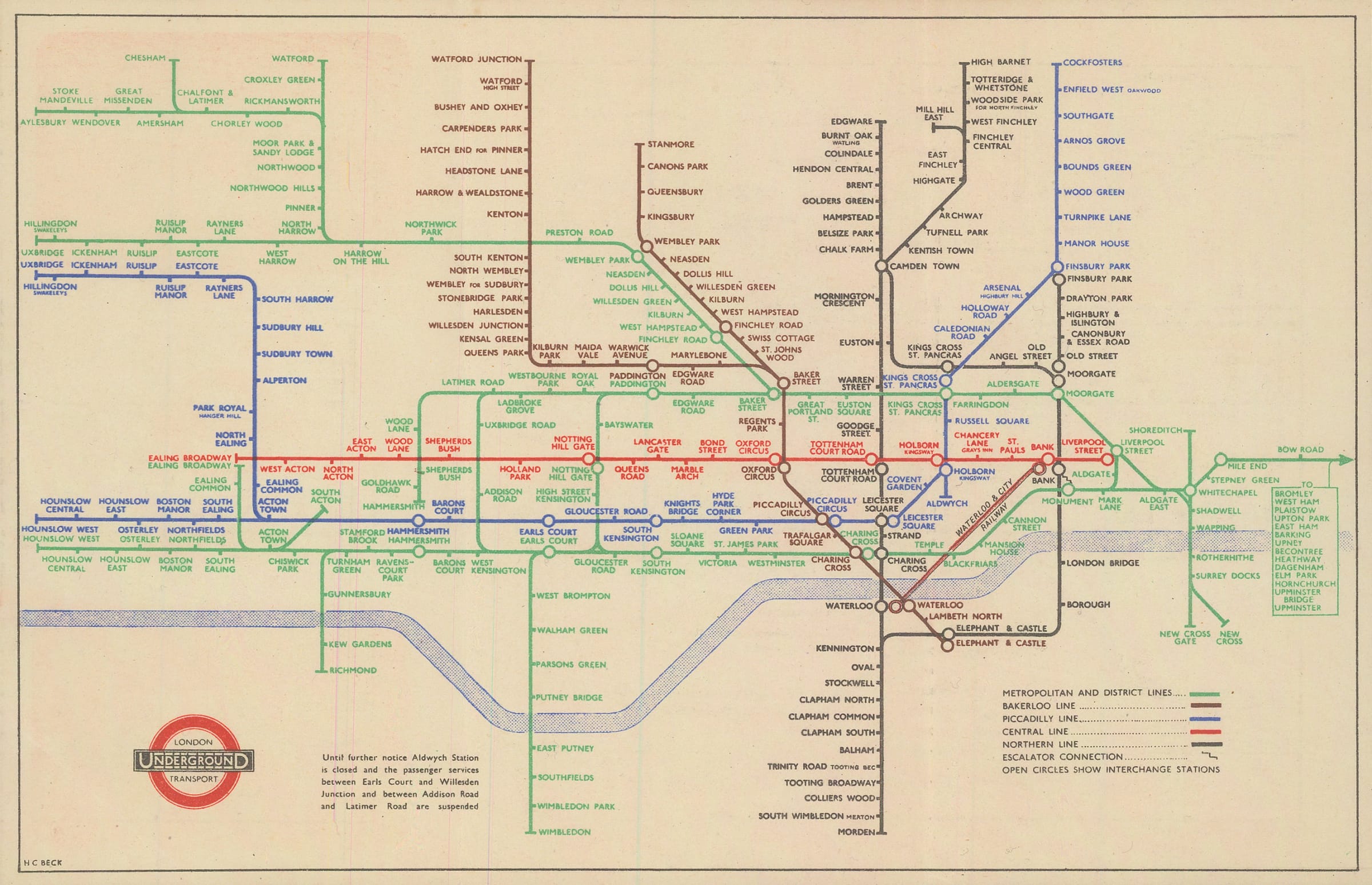 Harry Beck, Beck's Final Wartime Map, 1945 | The Map House