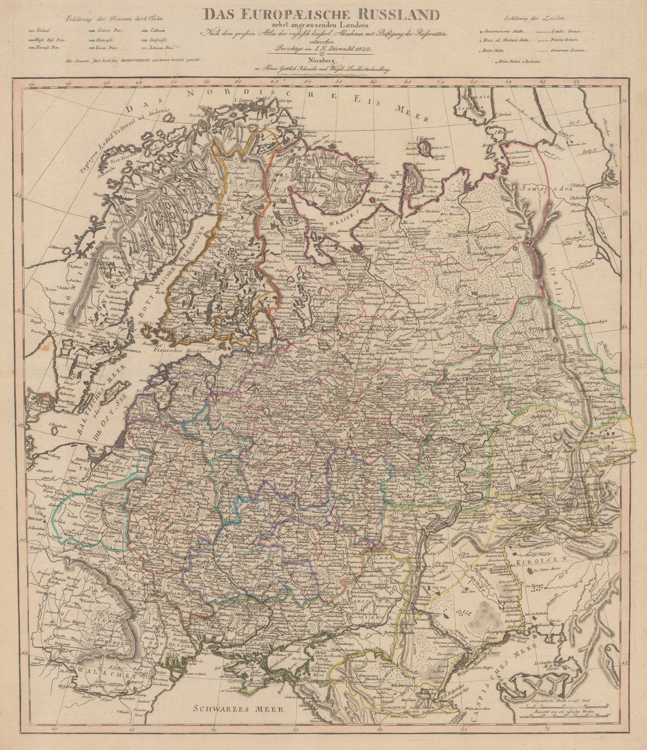 Johann Nepomuk Diewald, European Russia divided into provinces, 1820 ...