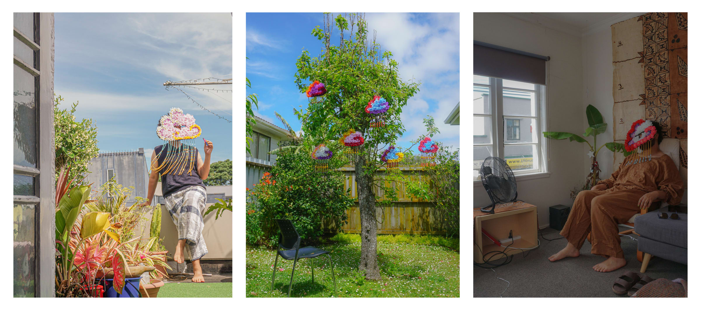 Sione Tuívailala Monū, Ao’ Kakala (tryptich) , 2021 | The Nomadic Art Gallery