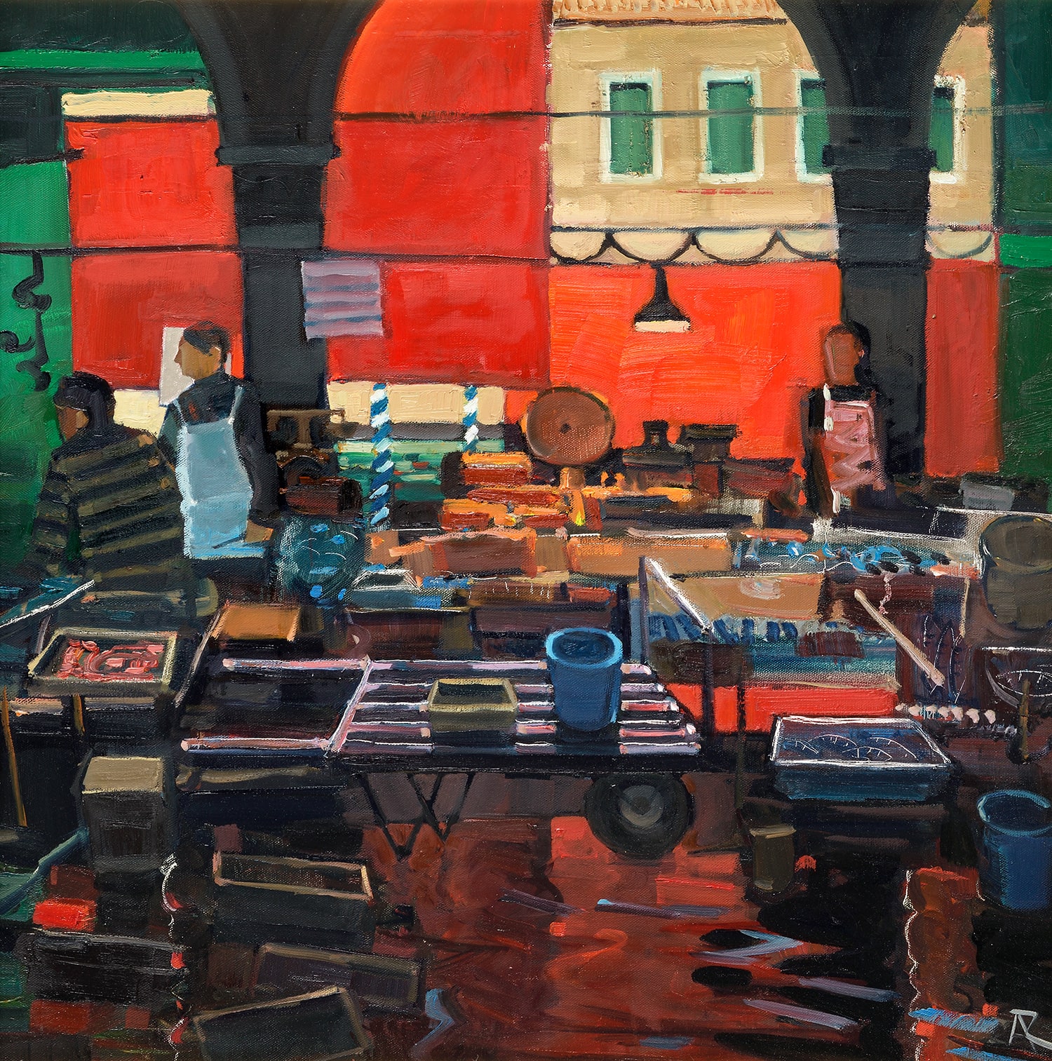 Alexander R Robb, Fish Market Venice | Thompson's Gallery