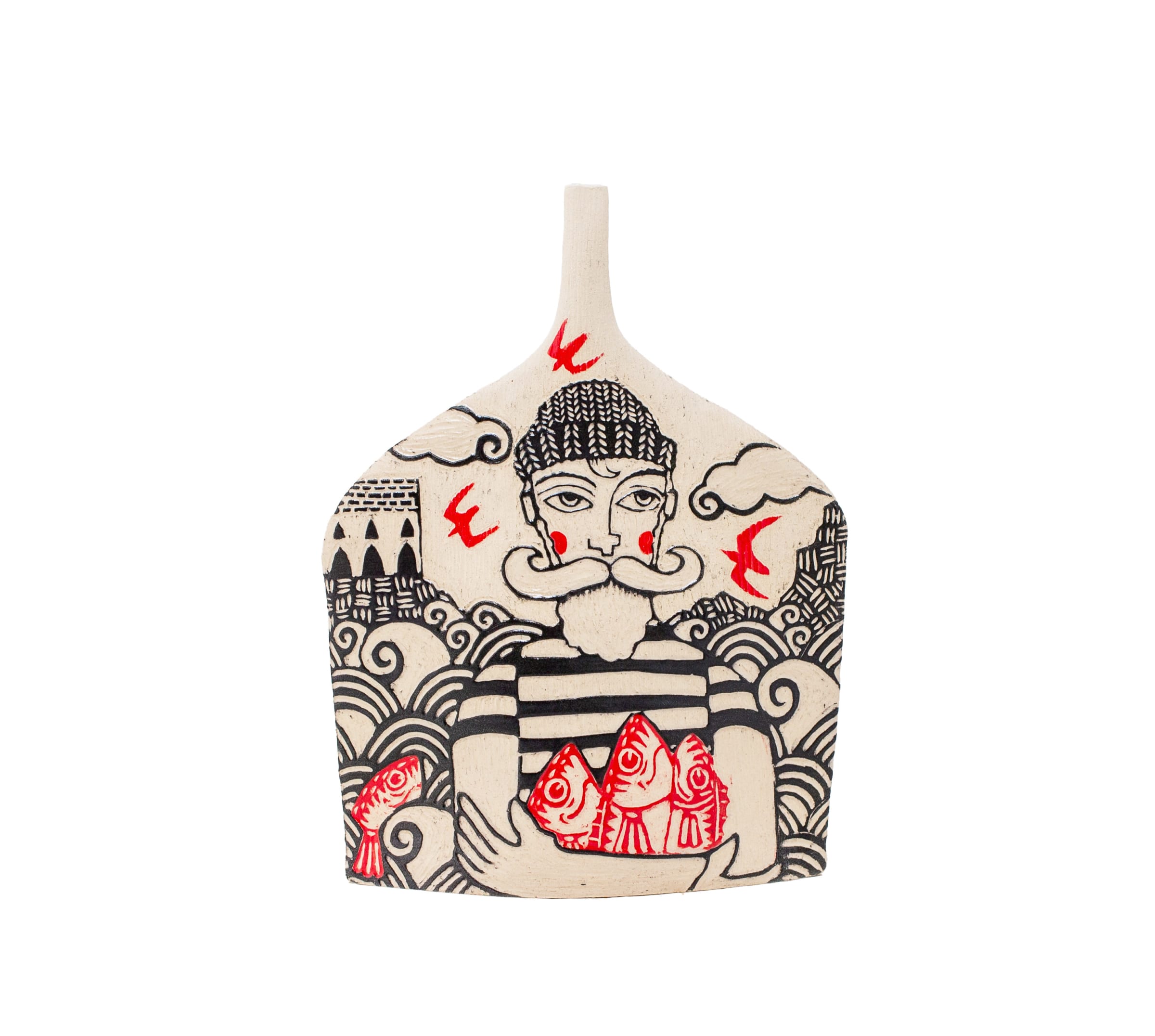 Russell Martin, Fisherman and Four Fish | Whitewater Contemporary Gallery